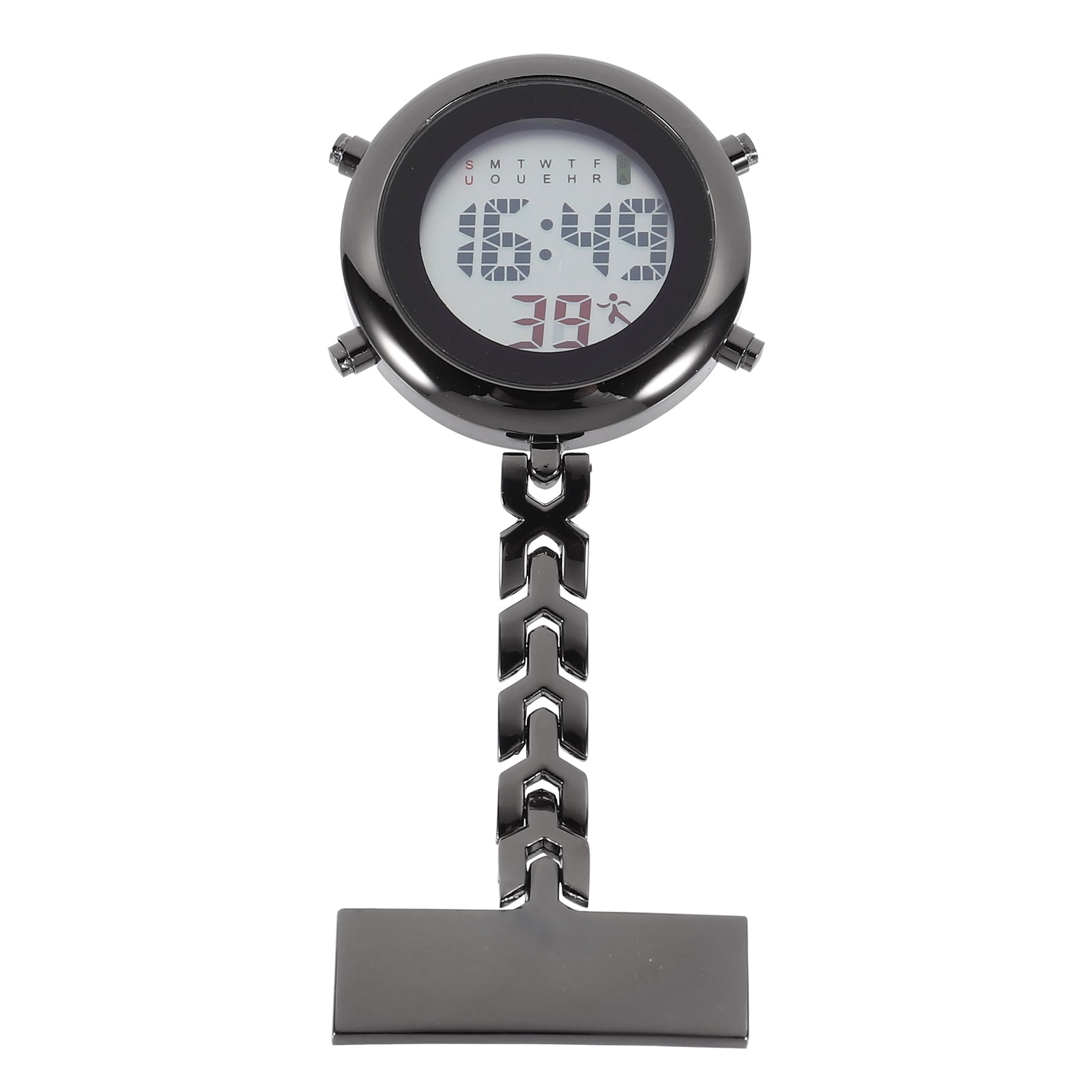 ROSENICE Nurse Fob 1Pack Black Glass and Alloy Round Digital Watch for ...
