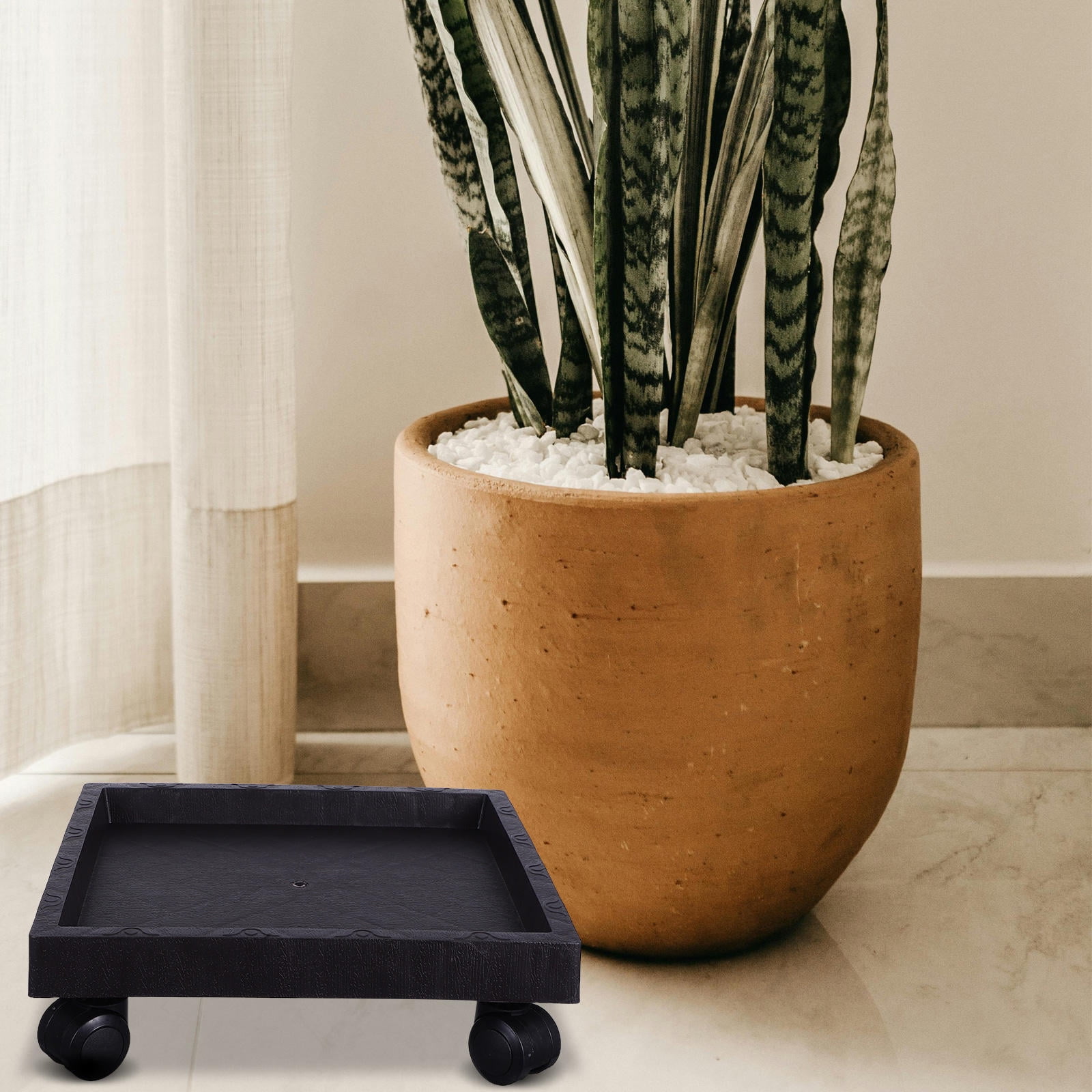 ROSENICE Platform Tray with Wheels Plant Stand Square Stands Movable ...
