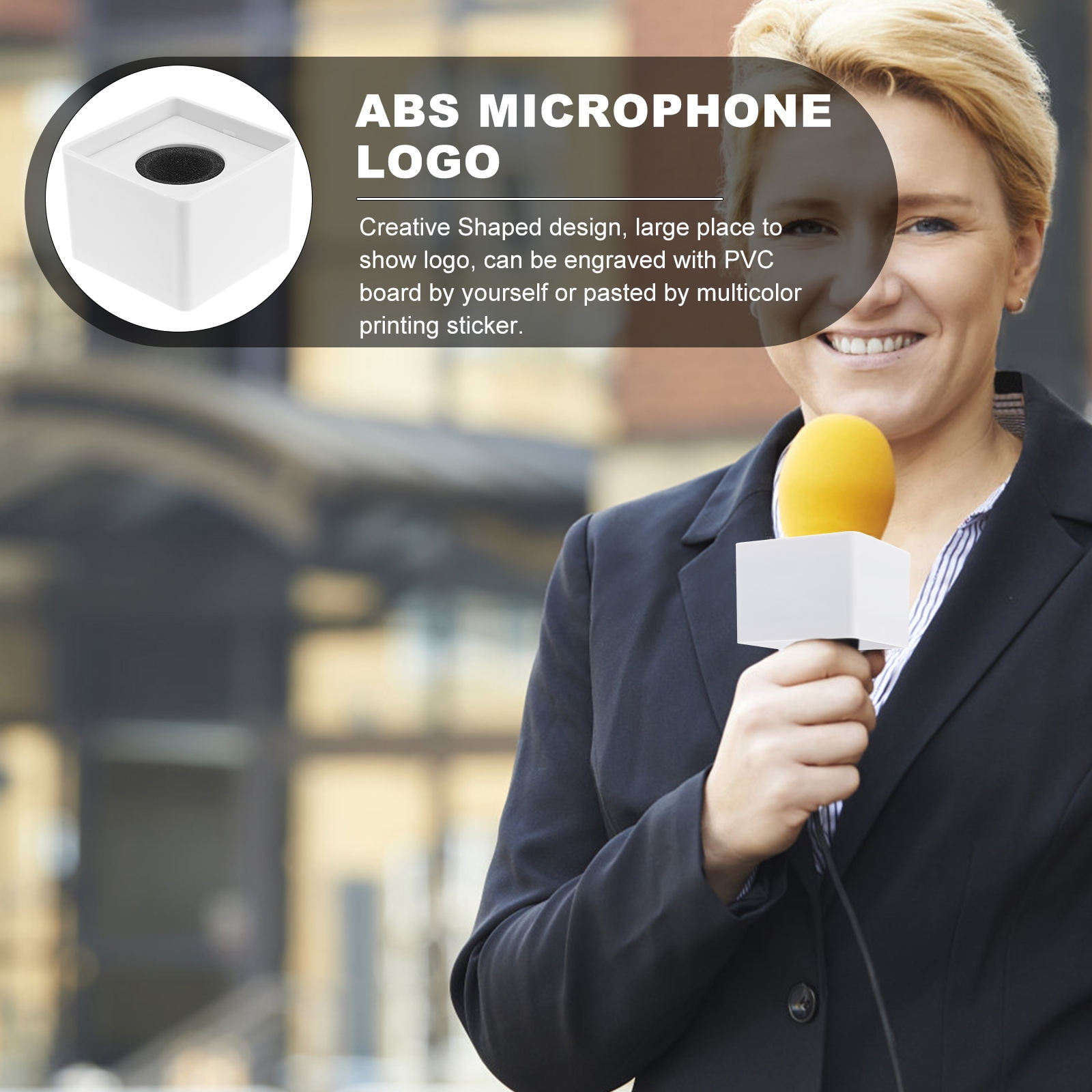 ROSENICE Portable ABS Plastic Microphone Station Logo Flag for ...