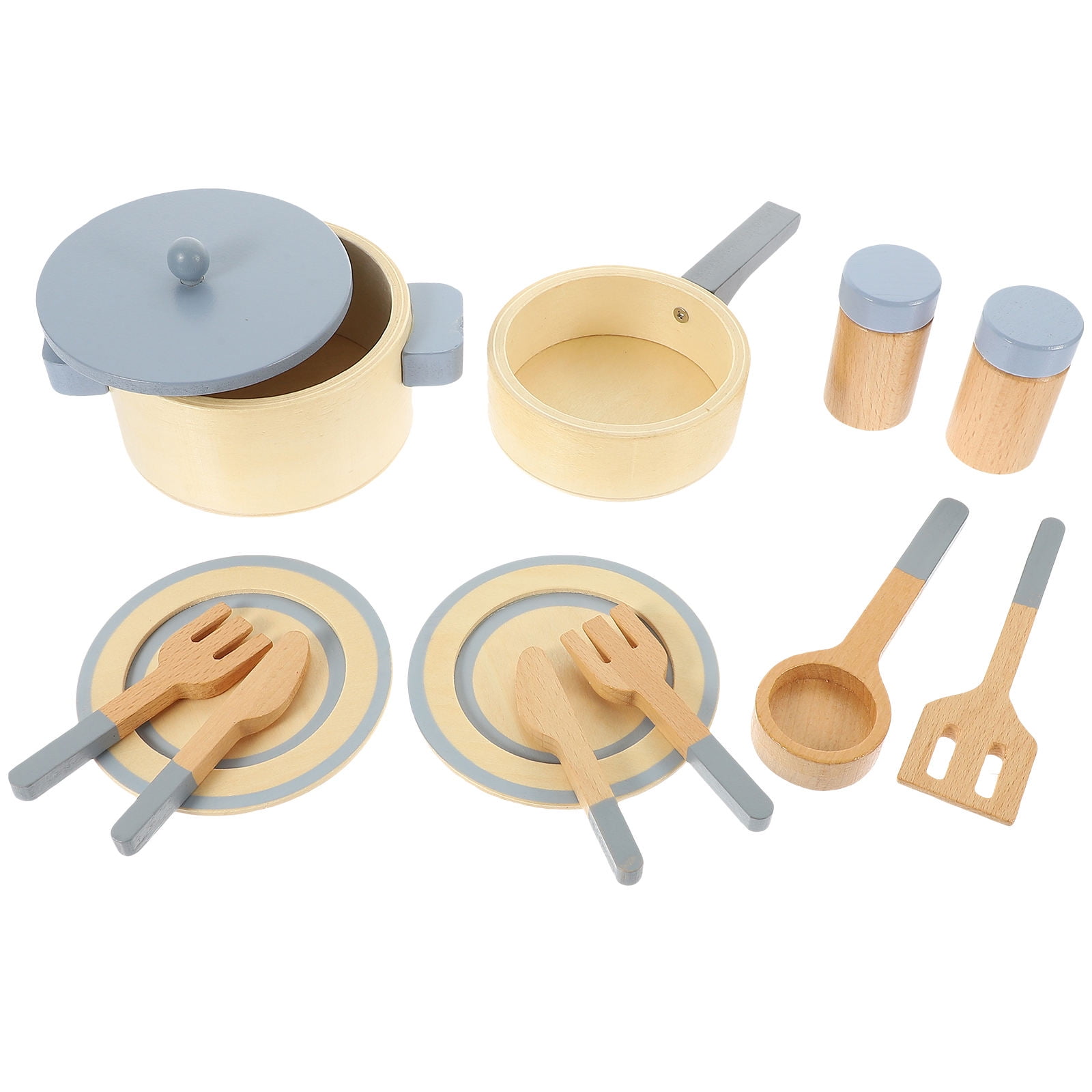 ROSENICE Pretend Cookware Playset 1 Set Wood Material For Children Over ...