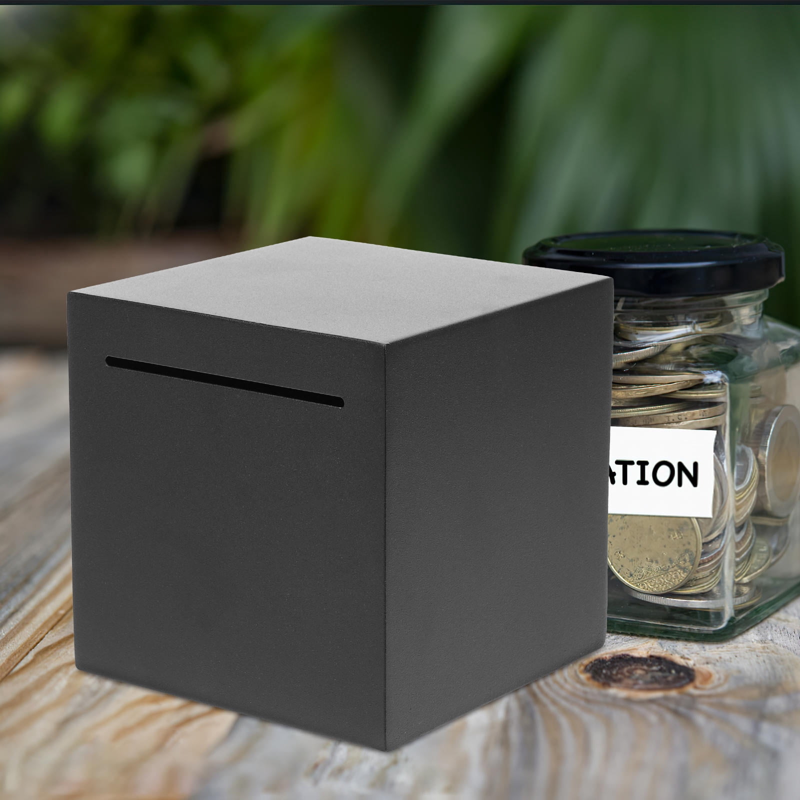 ROSENICE Stainless Steel Piggy Bank Storage Money Jar Square Container ...