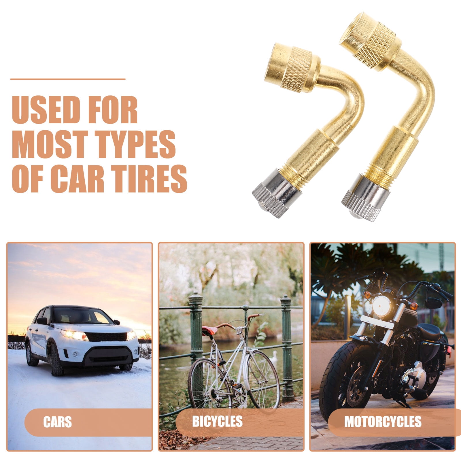 ROSENICE Valve Stem Extension Rods 2Pack Tire Valve Extender Golden ...