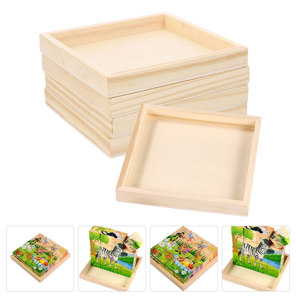 ROSENICE Wooden Pallet Puzzle Toy Tray Cube Puzzles Storage Three ...