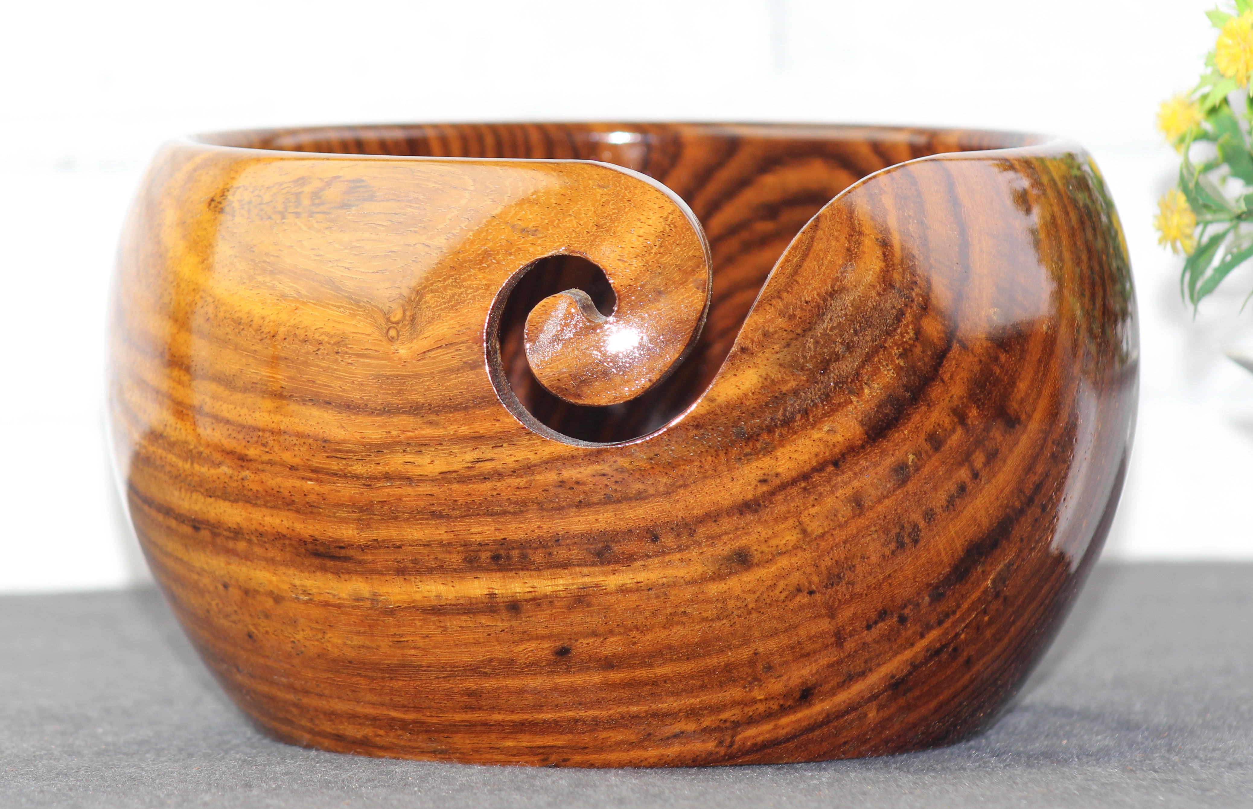 ROSEWOOD Yarn Bowl - Handcrafted Wooden Yarn Bowl - Large Yarn Bowl for ...