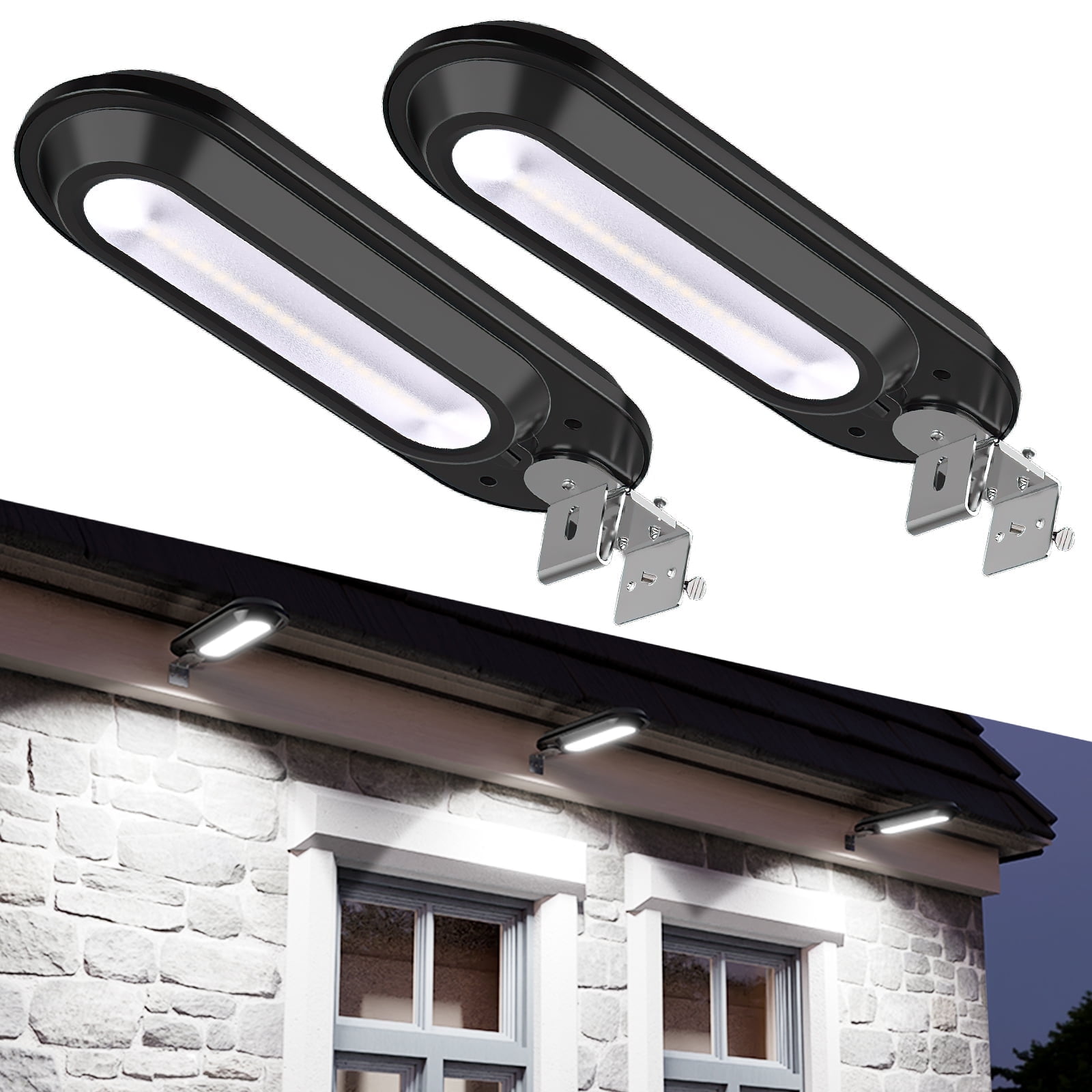ROSHWEY 2PCS 200LM Bright Solar Gutter Lights Outdoor Waterproof ...