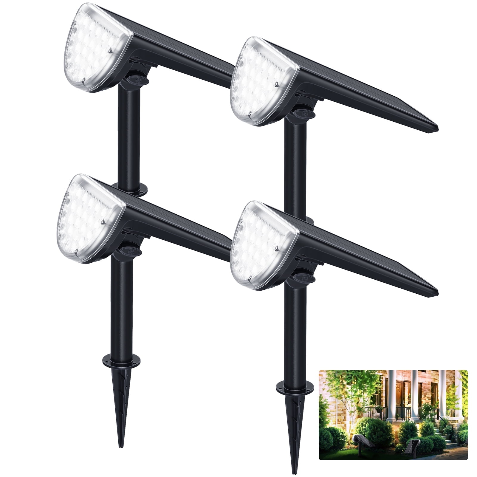ROSHWEY 4PCS Outdoor Solar Pathway Lights, 600LM Solar Spotlights ...
