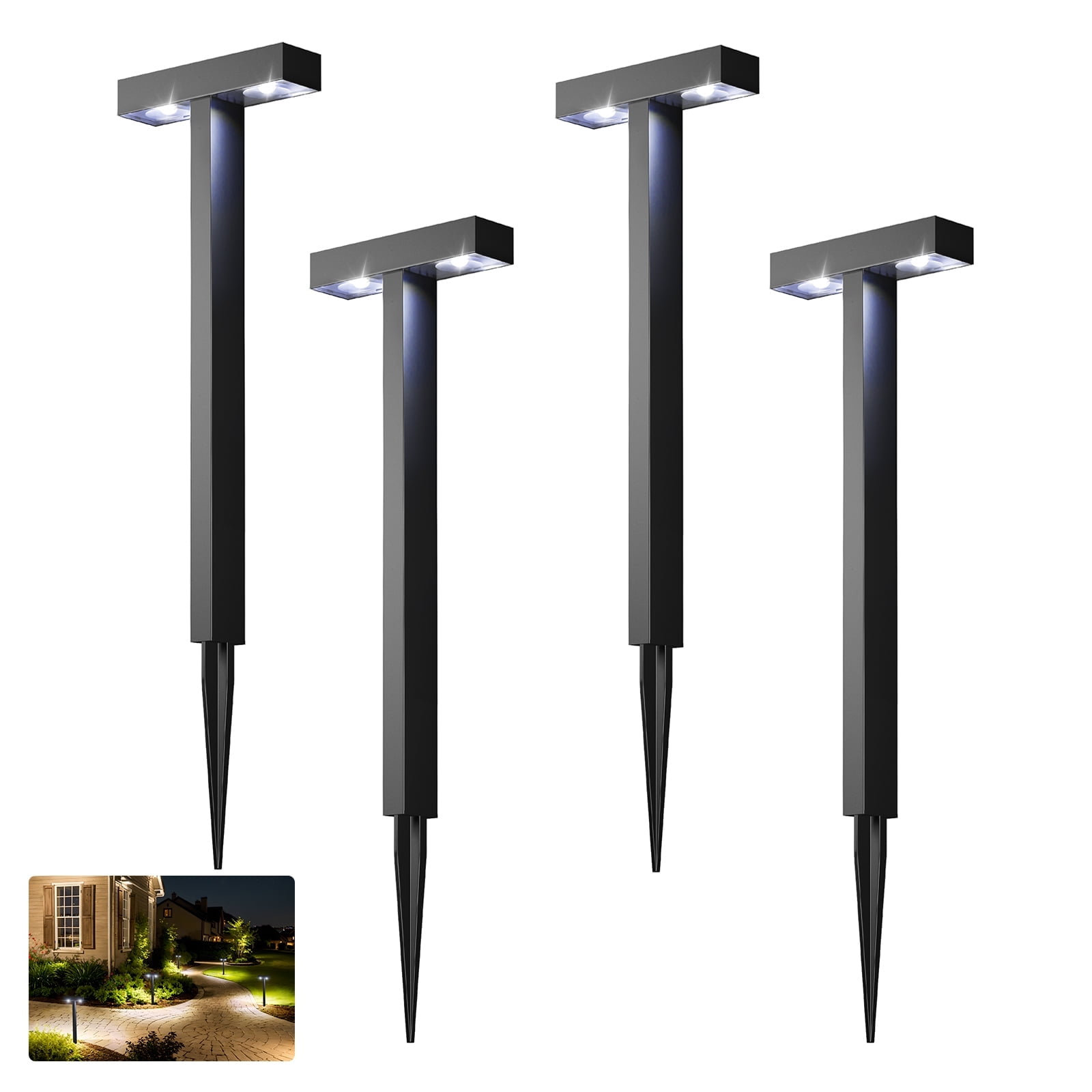 ROSHWEY 4PCS Solar Sidewalk Lights Outdoor Waterproof, Auto On/Off ...