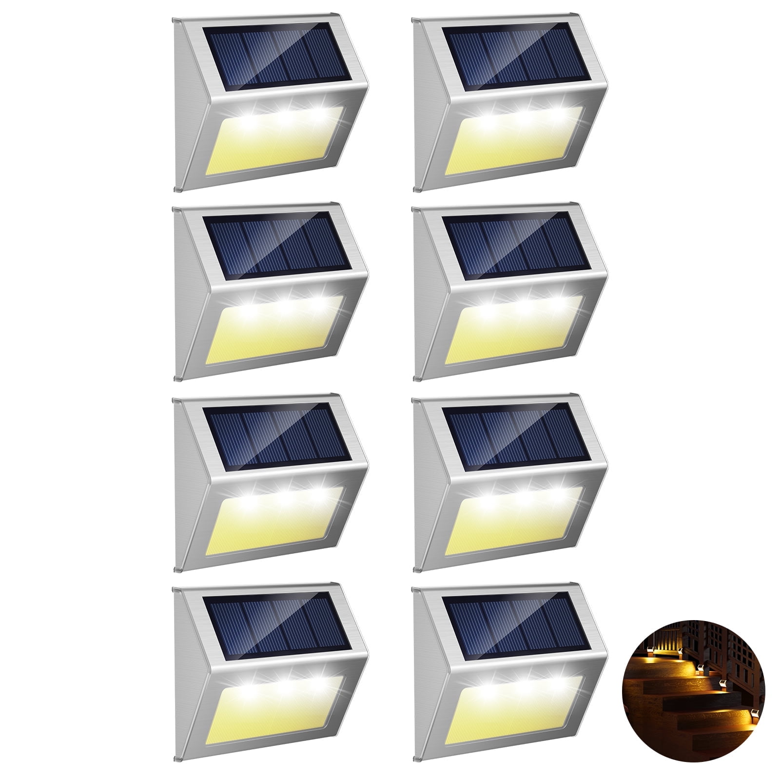 ROSHWEY 8PCS Solar Deck Lights, Solar Outdoor Lights Waterproof, Solar ...