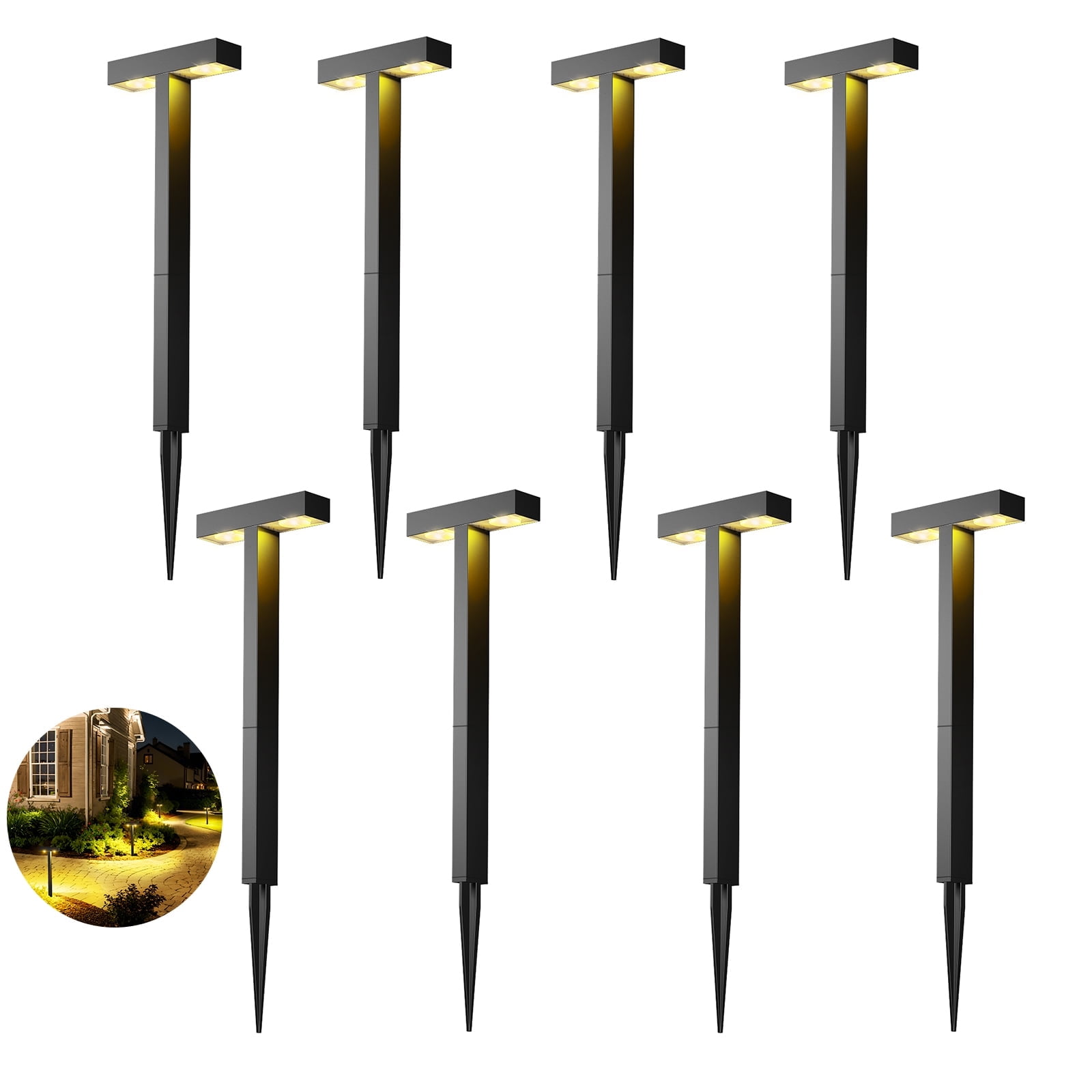 ROSHWEY 8PCS Solar Sidewalk Lights Outdoor Waterproof, Auto On/Off ...