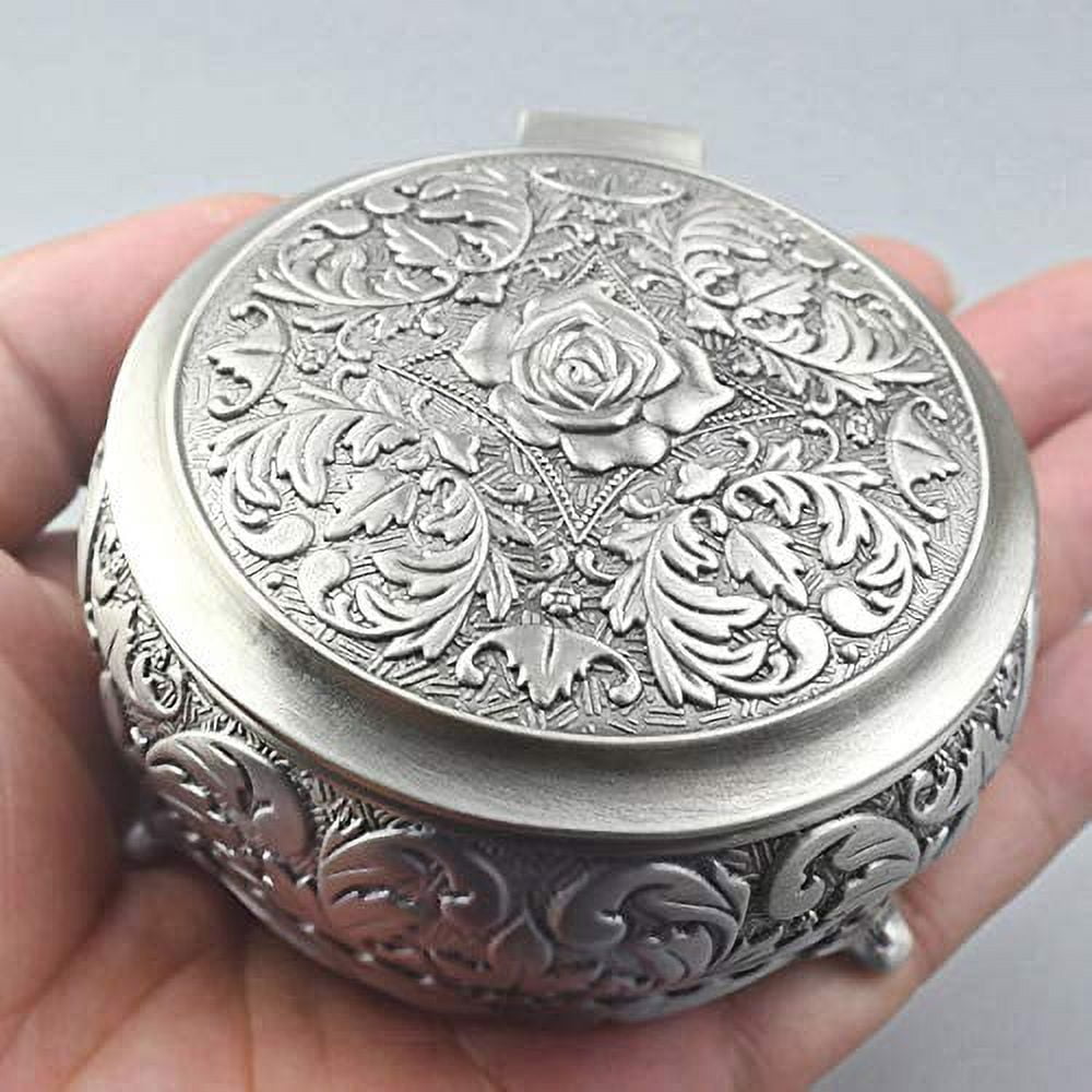 ROSIKING Emboss Alloy Metal Music Box Wind Up and Golden Movement Music ...