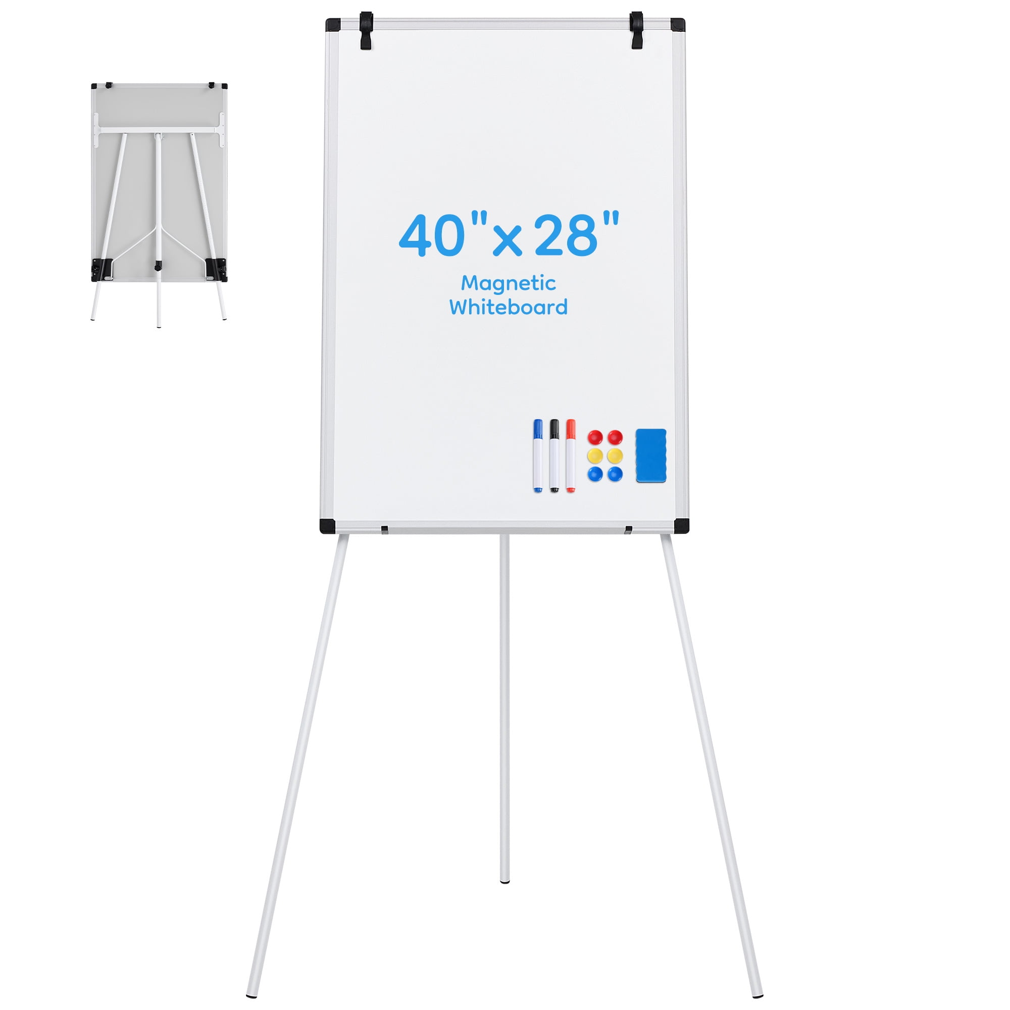 ROSVOVO 40x28 Inch Magnetic Whiteboard Easel with Tripod Stand - Height ...