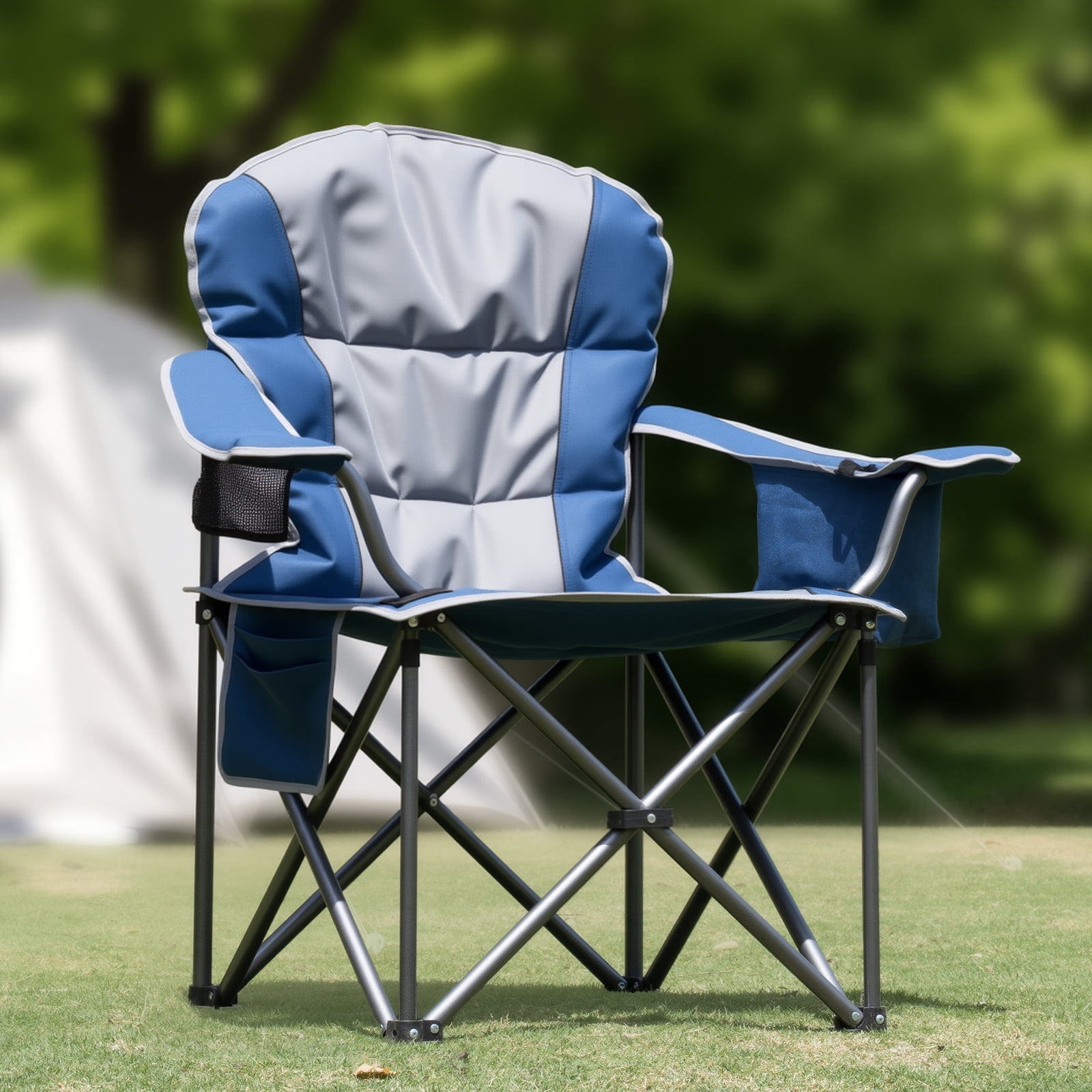 ROSVOVO Heavy Duty Camping Chair with Cooler Bag - Oversized Folding ...