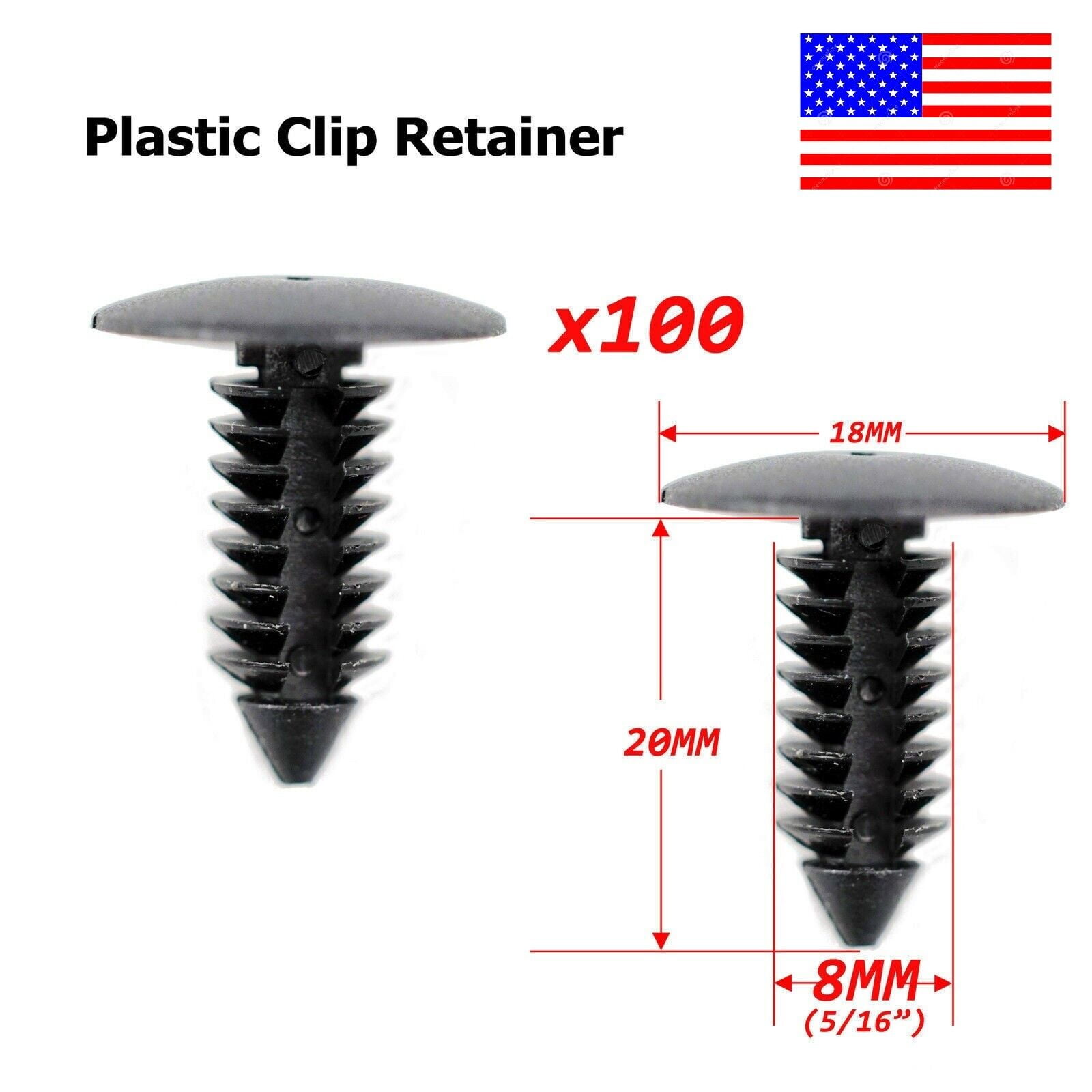 ROSY PIXEL 100Pcs 8mm (5/16'') Bumper Clips Auto Car Hole Plastic ...