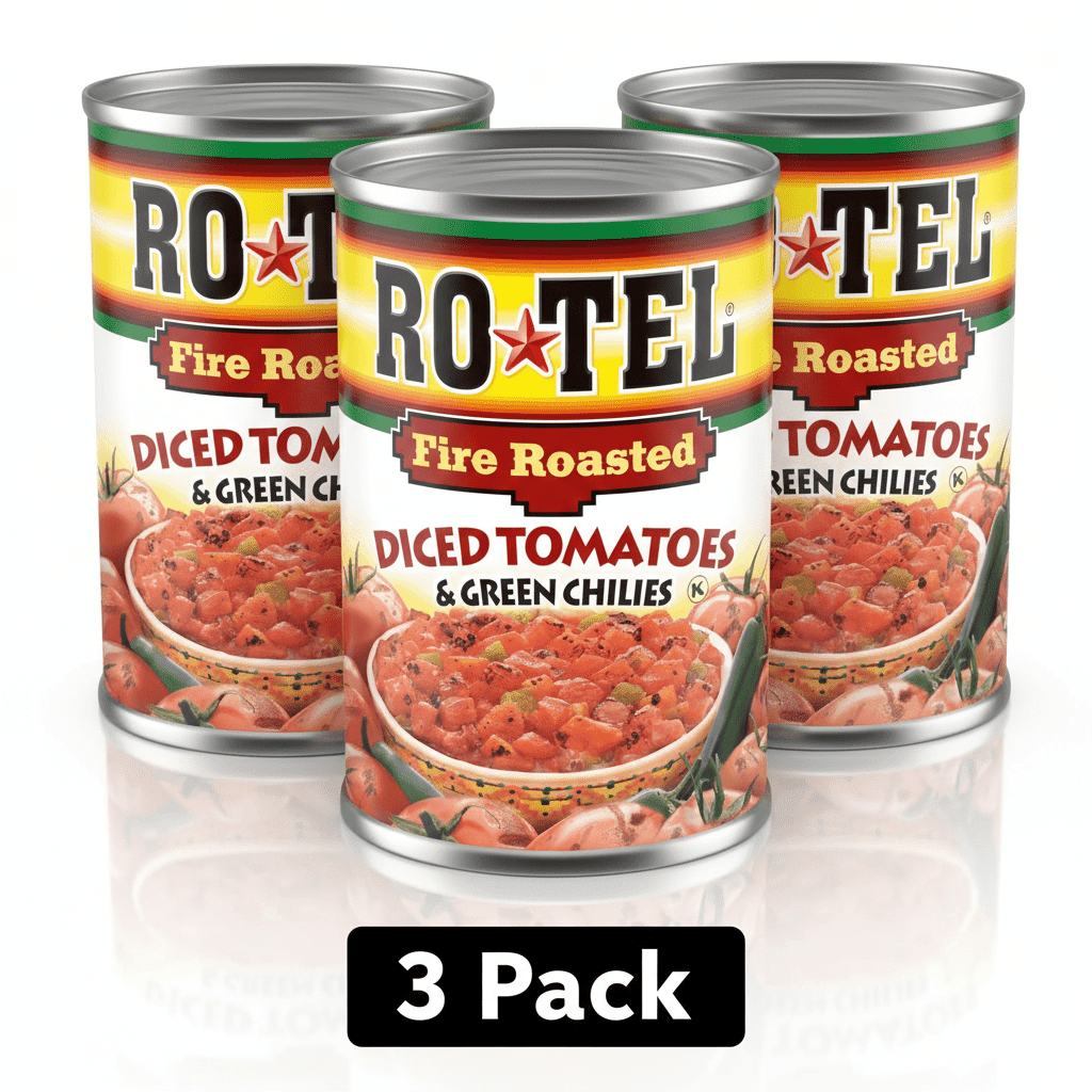 ROTEL Fire Roasted Diced Tomatoes & Green Chilies, (3-Pack Combo) 10 oz ...