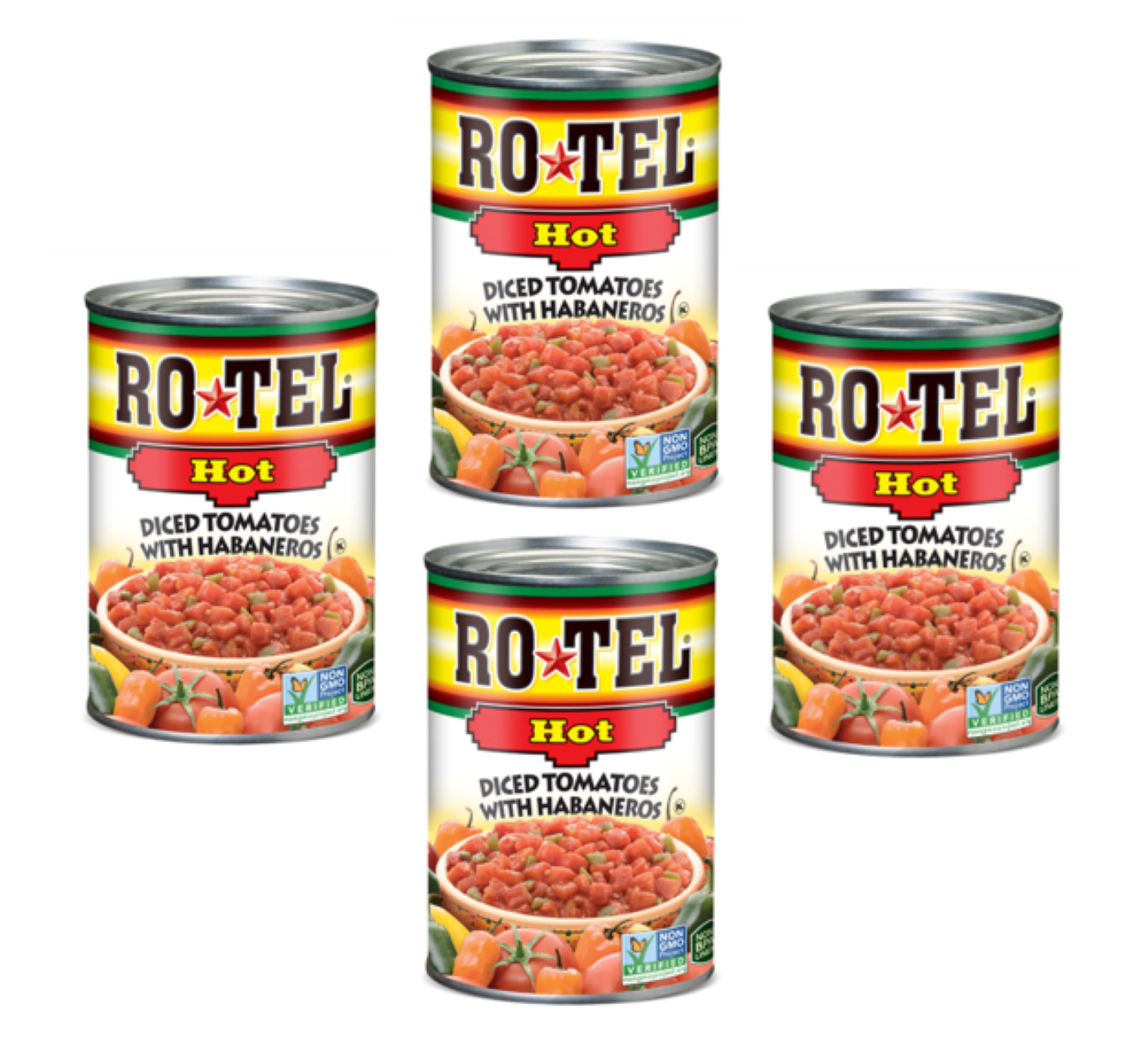 ROTEL Hot Diced Tomatoes with Habaneros 10 oz, (4 cans) - Walmart.com