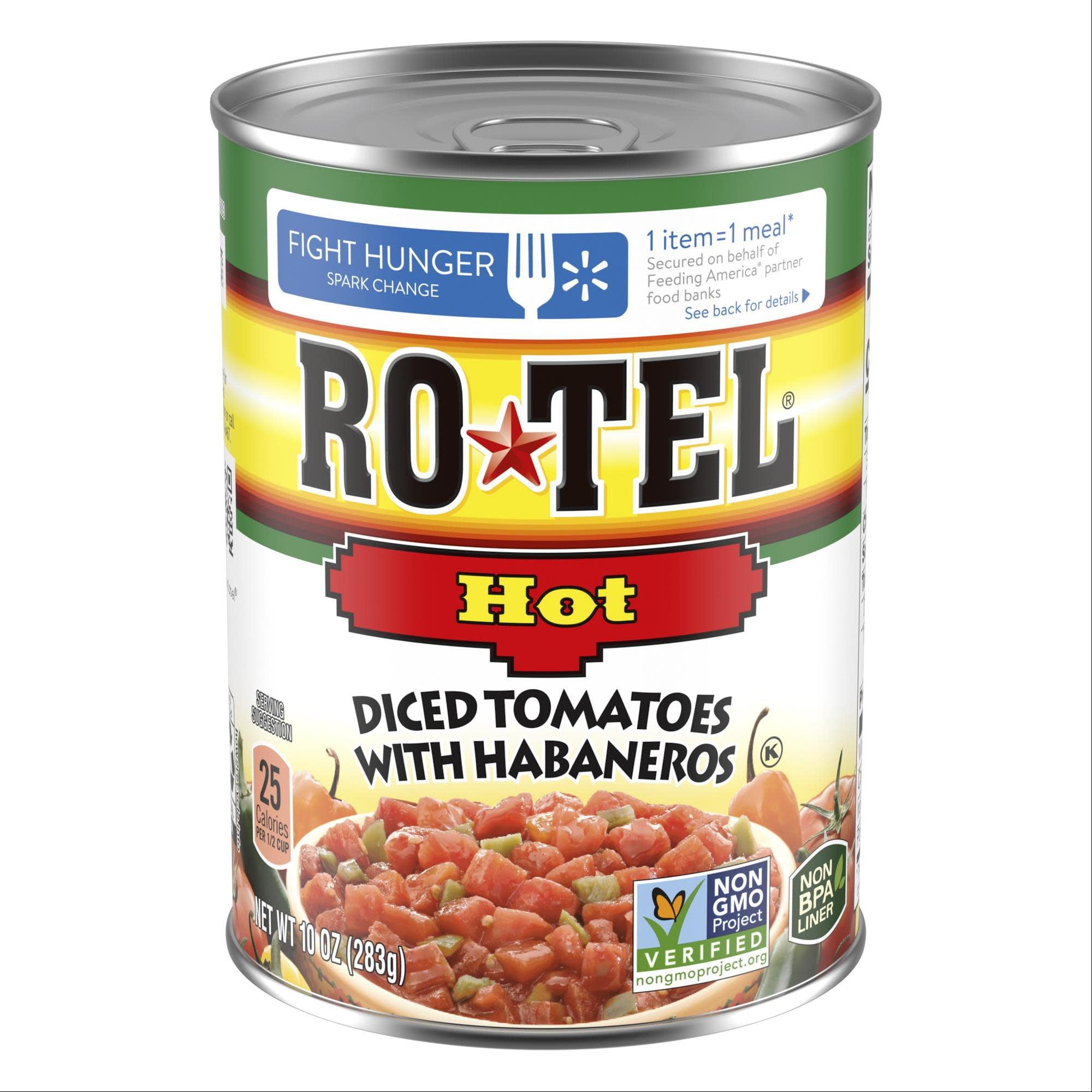 ROTEL Hot Diced Tomatoes with Habaneros, 10 oz - Walmart.com