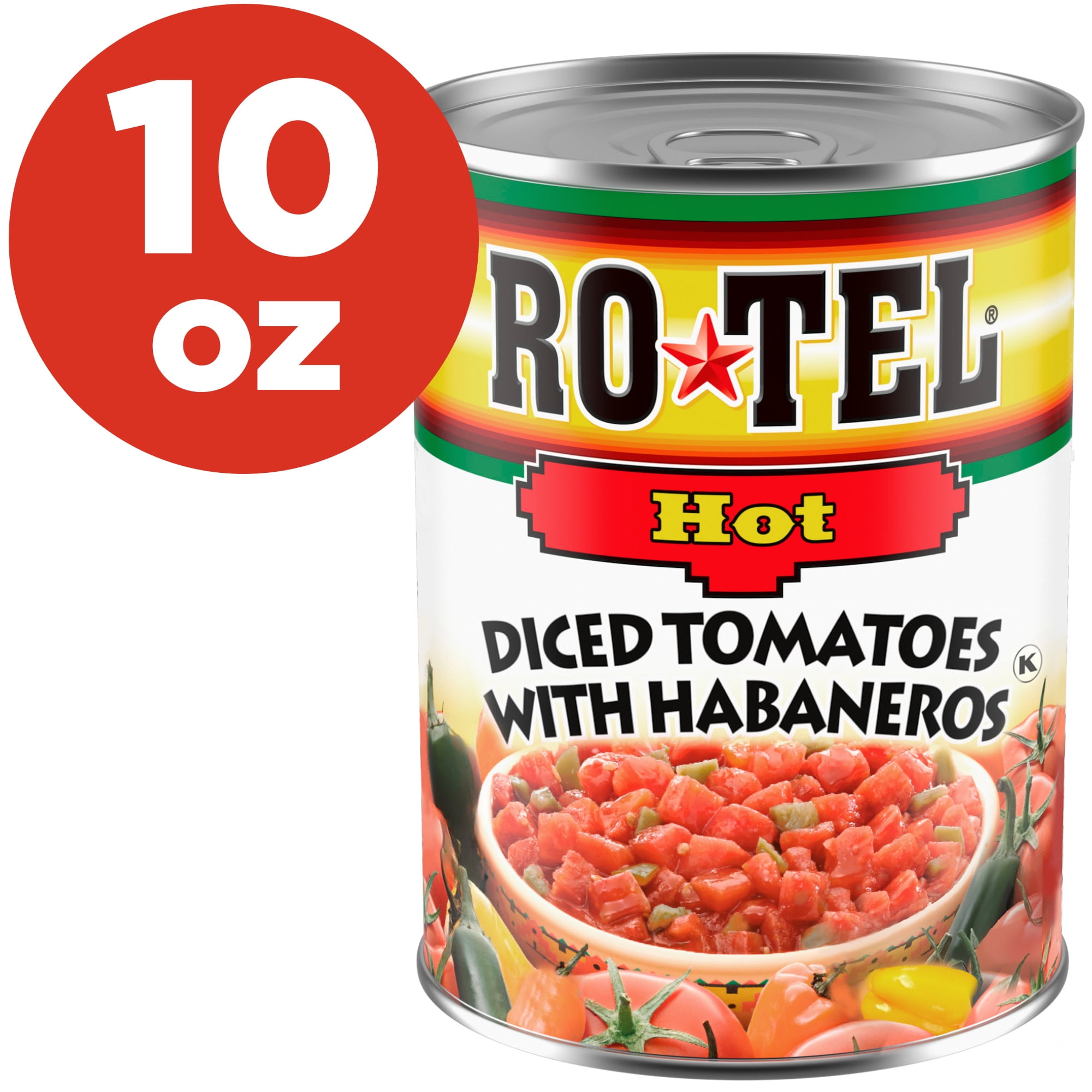RO-TEL Hot Diced Tomatoes with Habaneros 10 oz Canned Spicy Tomatoes ...