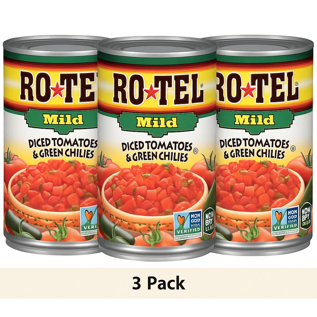 ROTEL Mild Diced Tomatoes and Green Chilies, 10 oz (3 Pack) - Walmart.com
