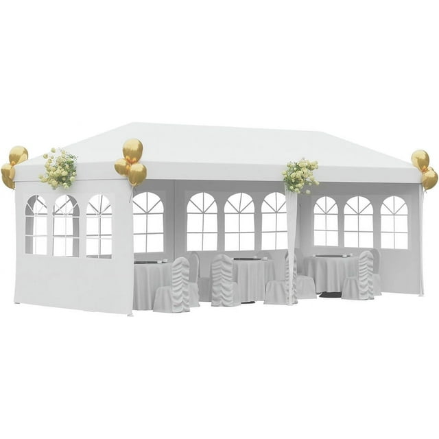 ROTHANIA 10x20 Outdoor Gazebo Wedding Party Tent Canopy Tent with 4 ...