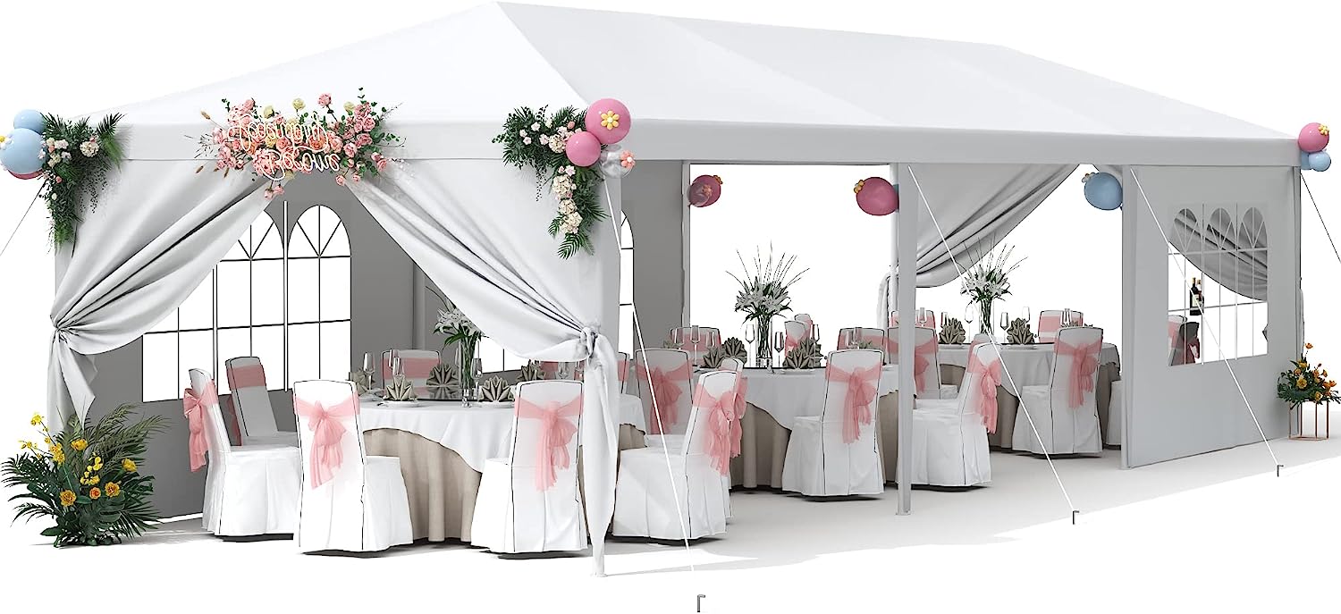 ROTHANIA Party Tent, 10x30 Outdoor Wedding Party Canopy Tent for ...
