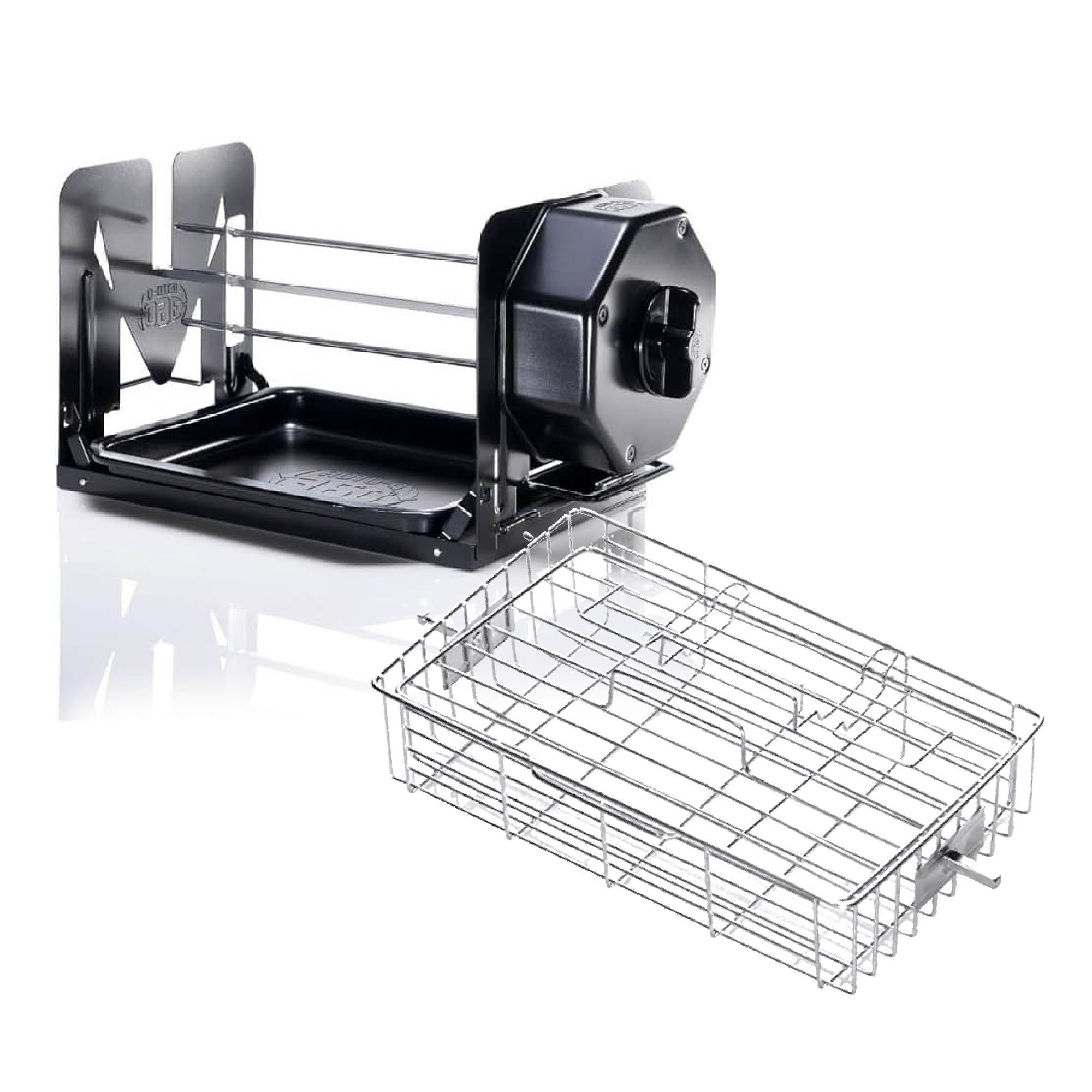 ROTO-Q 360 Cordless Rotisserie Kit w/Flat Cage for Grills, Ovens ...