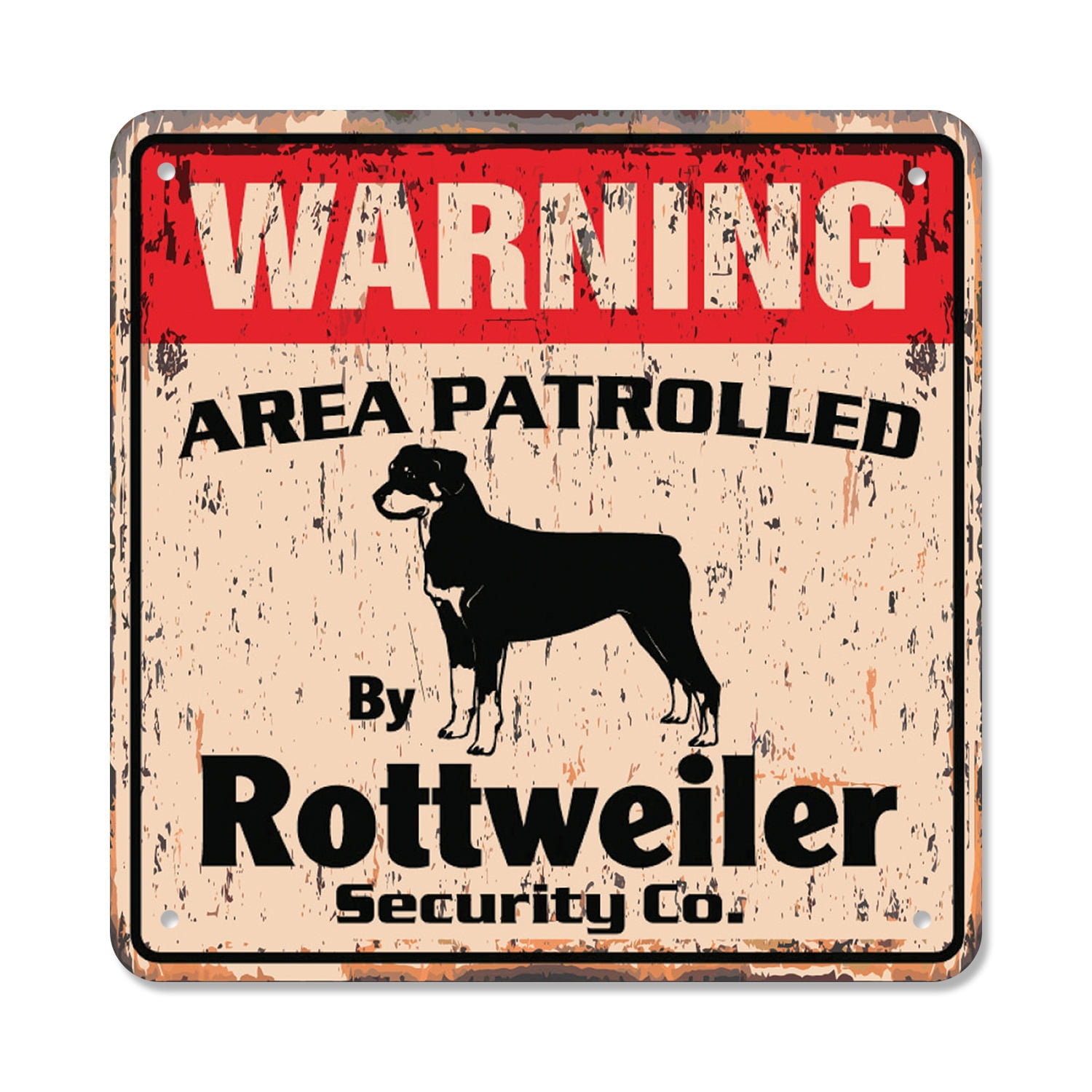 ROTTWEILER Vintage Security Sign Area Patrolled pet warning patrol ...