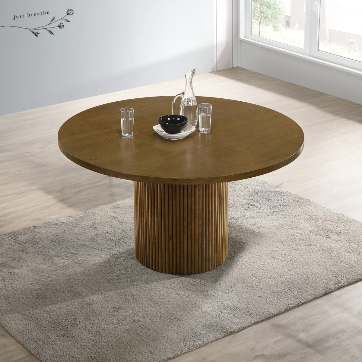 ROUND DINING TABLE Walnut Finish Wood, Composite Wood, Veneer - Walmart.com