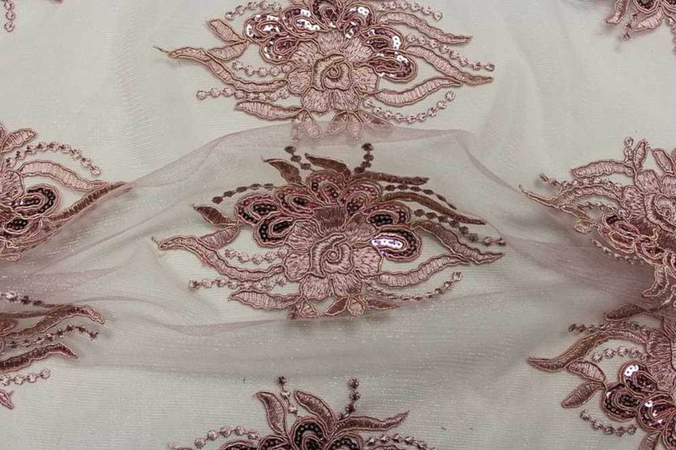 ROUNDAROSE Lace Fabric, 54 Inch. in Width, Sample 3x3 Inch / Blush ...