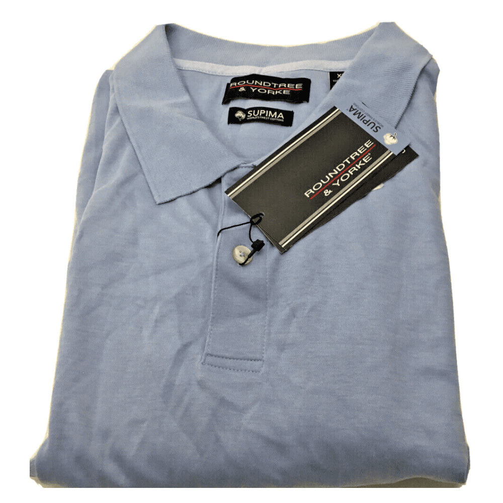 ROUNDTREE and YORKE Polo Shirt Solid Supima Cotton , LT Blue- Size XXL ...