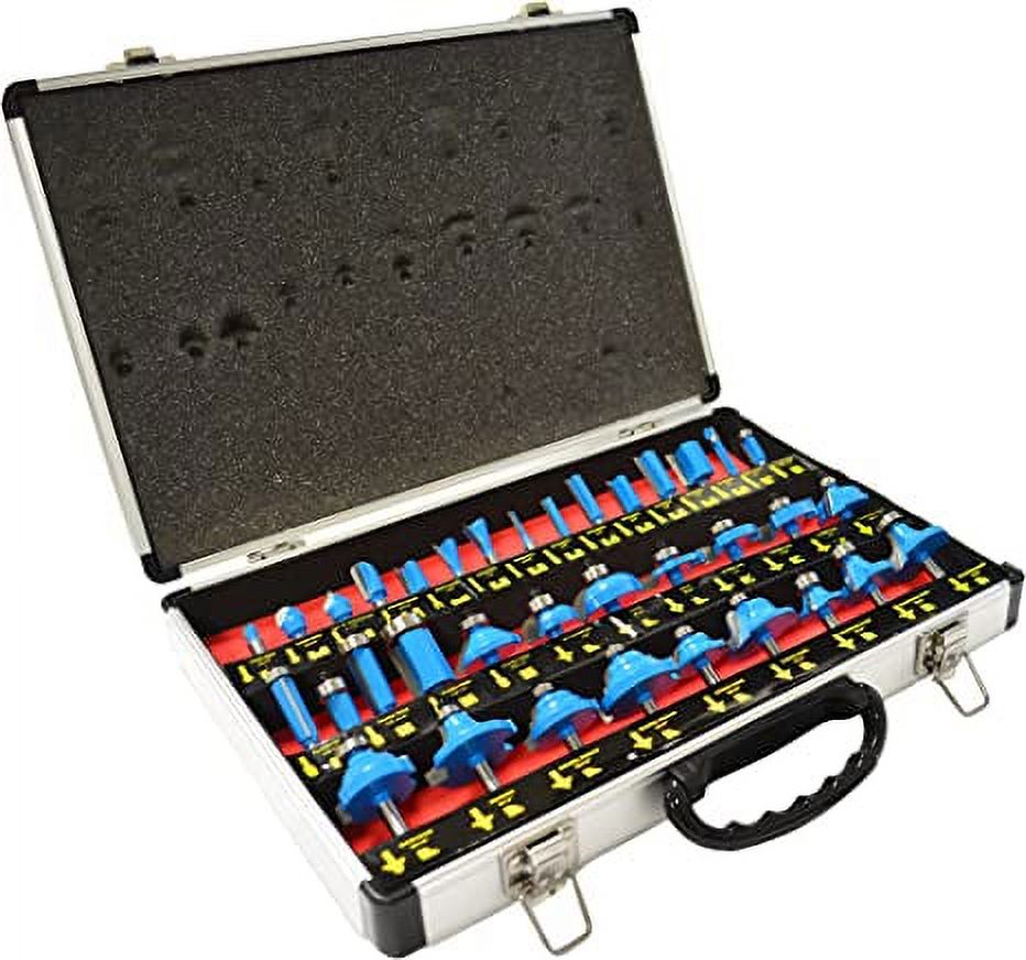 ROUTER BIT SET - 35 piece 1/4" Inch Shank Deluxe Aluminum Case ...