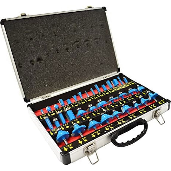 ROUTER BIT SET - 35 piece 1/4" Inch Shank Deluxe Aluminum Case ...