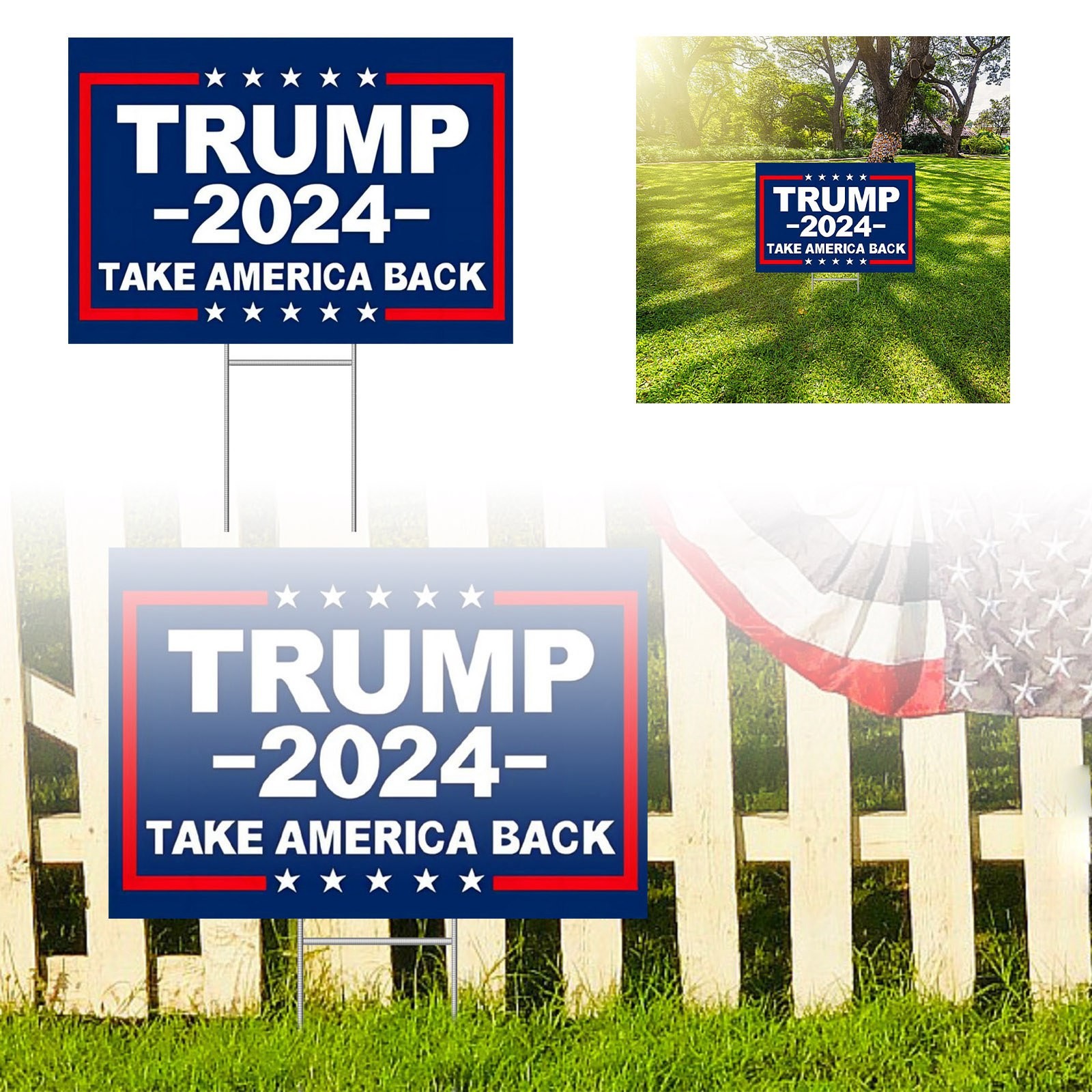 ROUYCD 2024 Yard Signs 18 X 12 Inches Double Printing Take America Back ...
