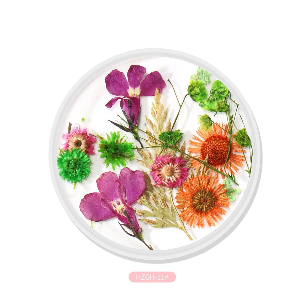 ROUYCD 3D Beautiful Flower Mixed Dried Flowers DIY Bottle Manicure Tips ...