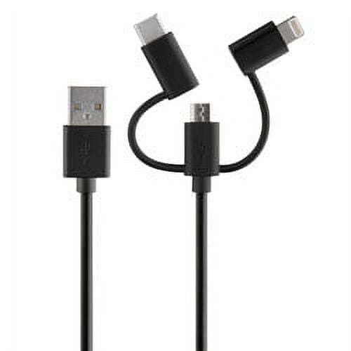 ROVE 4 ft 3-in-1 Charging Cable Black - Walmart Business Supplies
