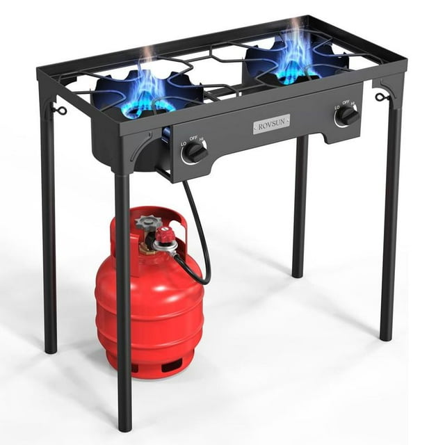ROVSUN 1/2/3 Burner Propane Gas Stove, 75000BTU/150000BTU/225,000 BTU High Pressure Outdoor ...