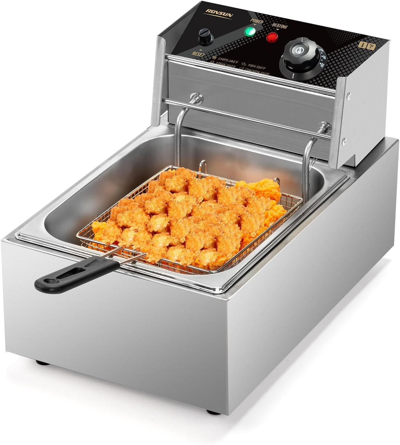 ROVSUN 11.4QT Electric Deep Fryer w/Basket & Lid, Countertop Kitchen ...