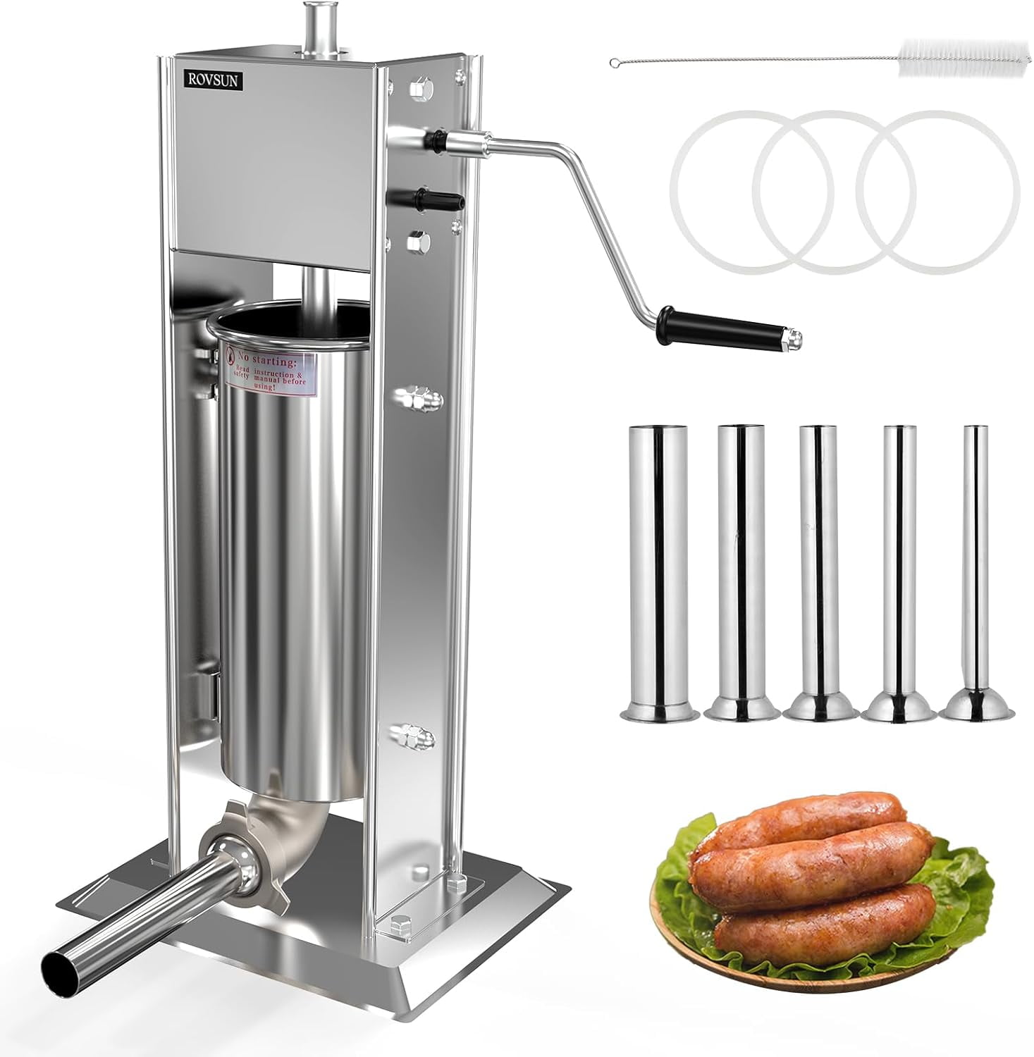 ROVSUN 11LBS/5L Manual Sausage Stuffer, Two Speed Stainless Steel ...