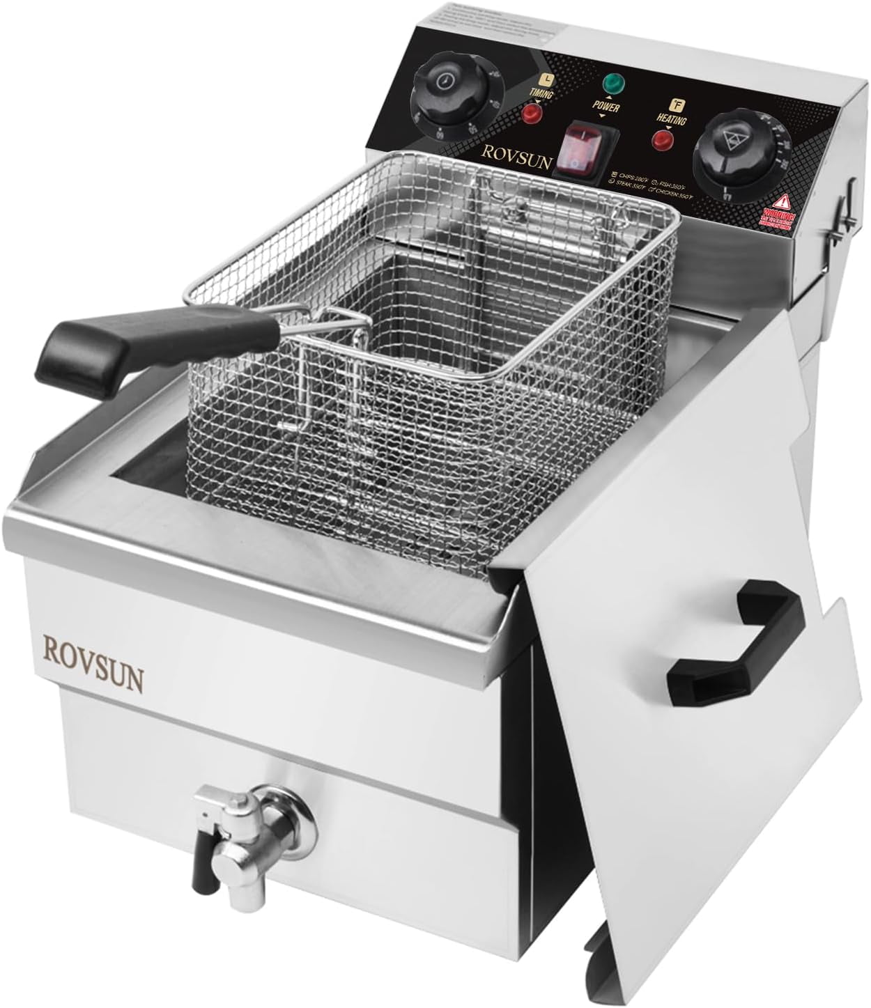 ROVSUN 12.5QT Electric Deep Fryer w/Frying Basket, Timer, Drain, & Lid ...