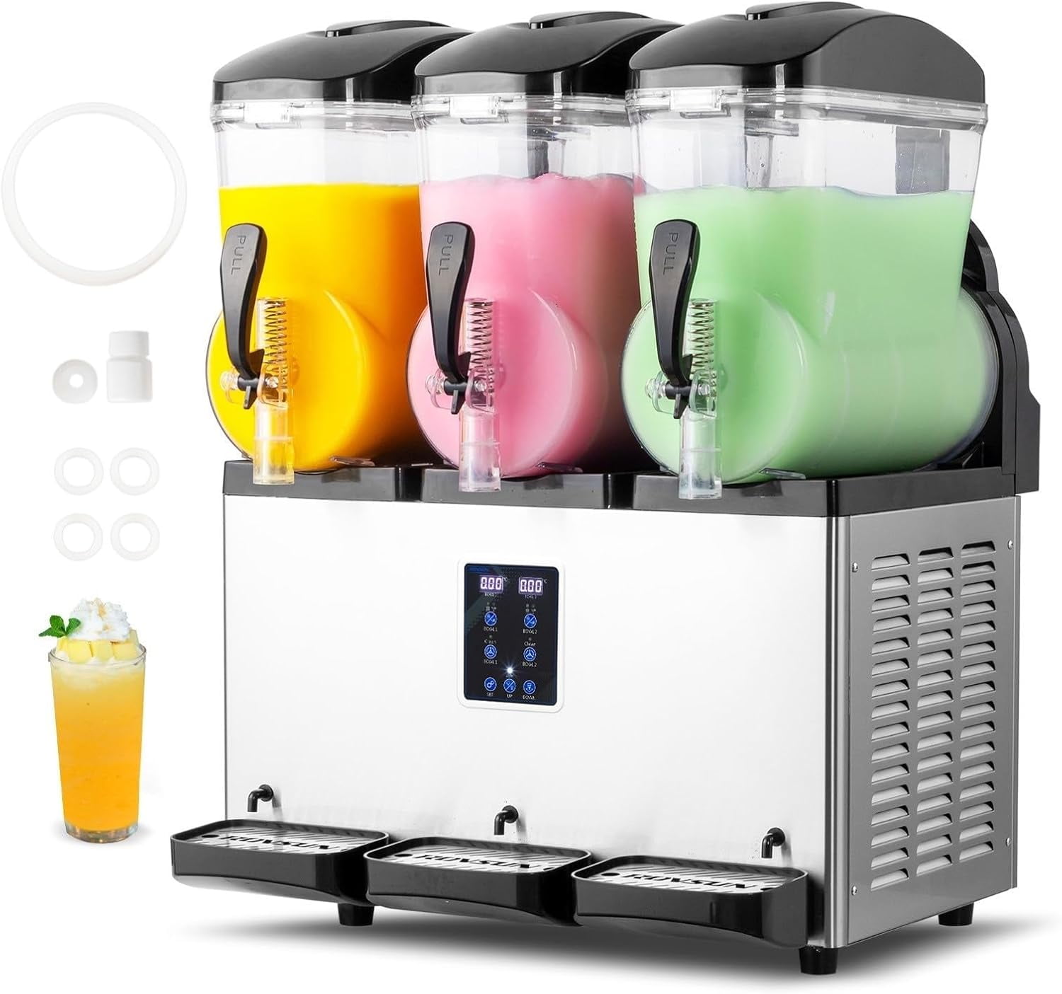 ROVSUN 12 Gallon/45L Slushie Machine Commercial Slushy Machine, 15L X 3 ...