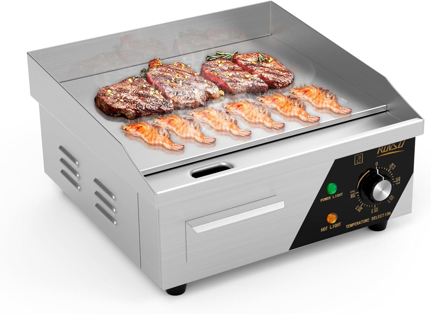 ROVSUN 14" Electric Countertop Flat Top Griddle, 1500W Electric Griddle ...