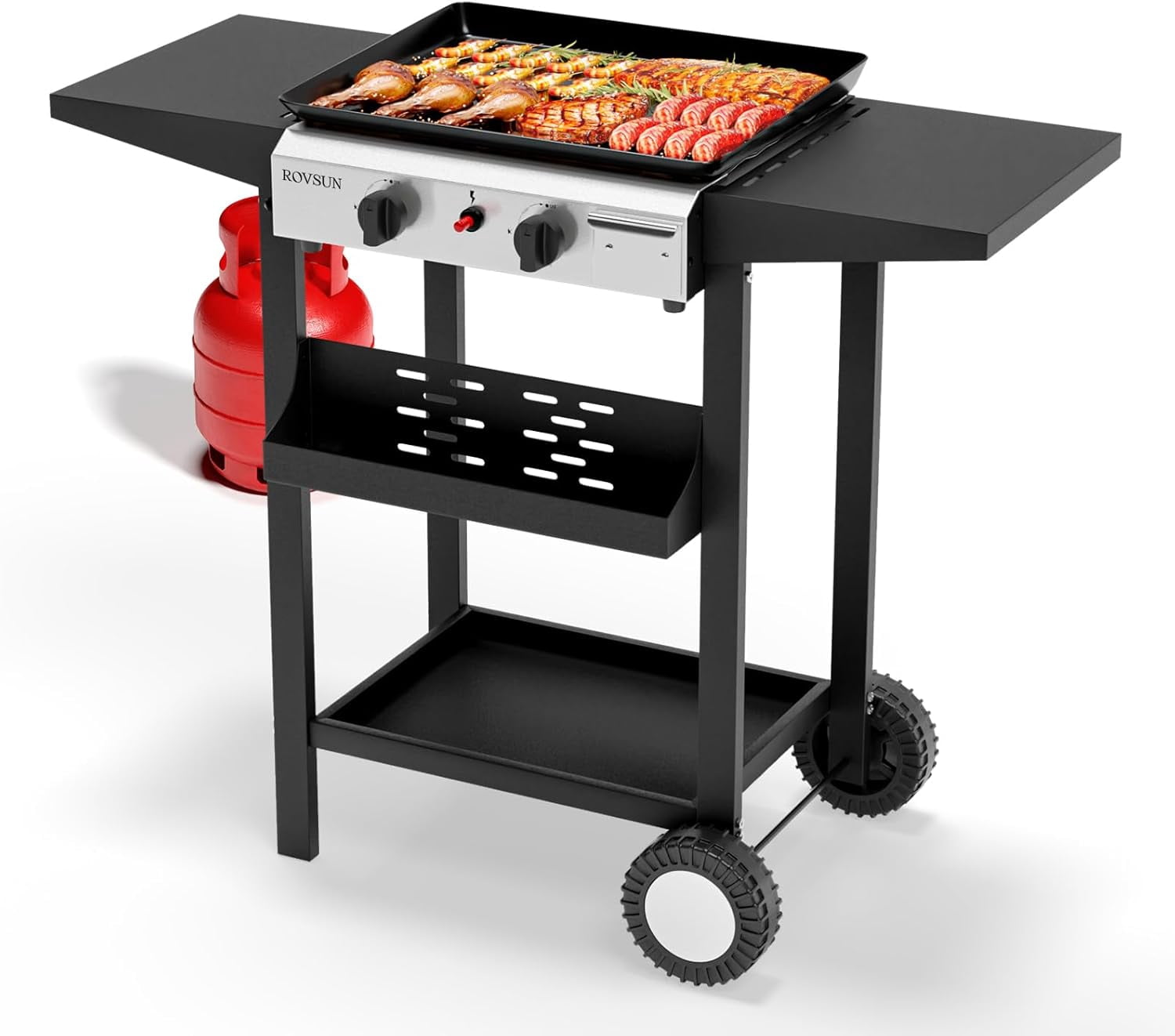 ROVSUN 2 Burner Portable Propane Griddle with Nonstick Enameled Tray ...