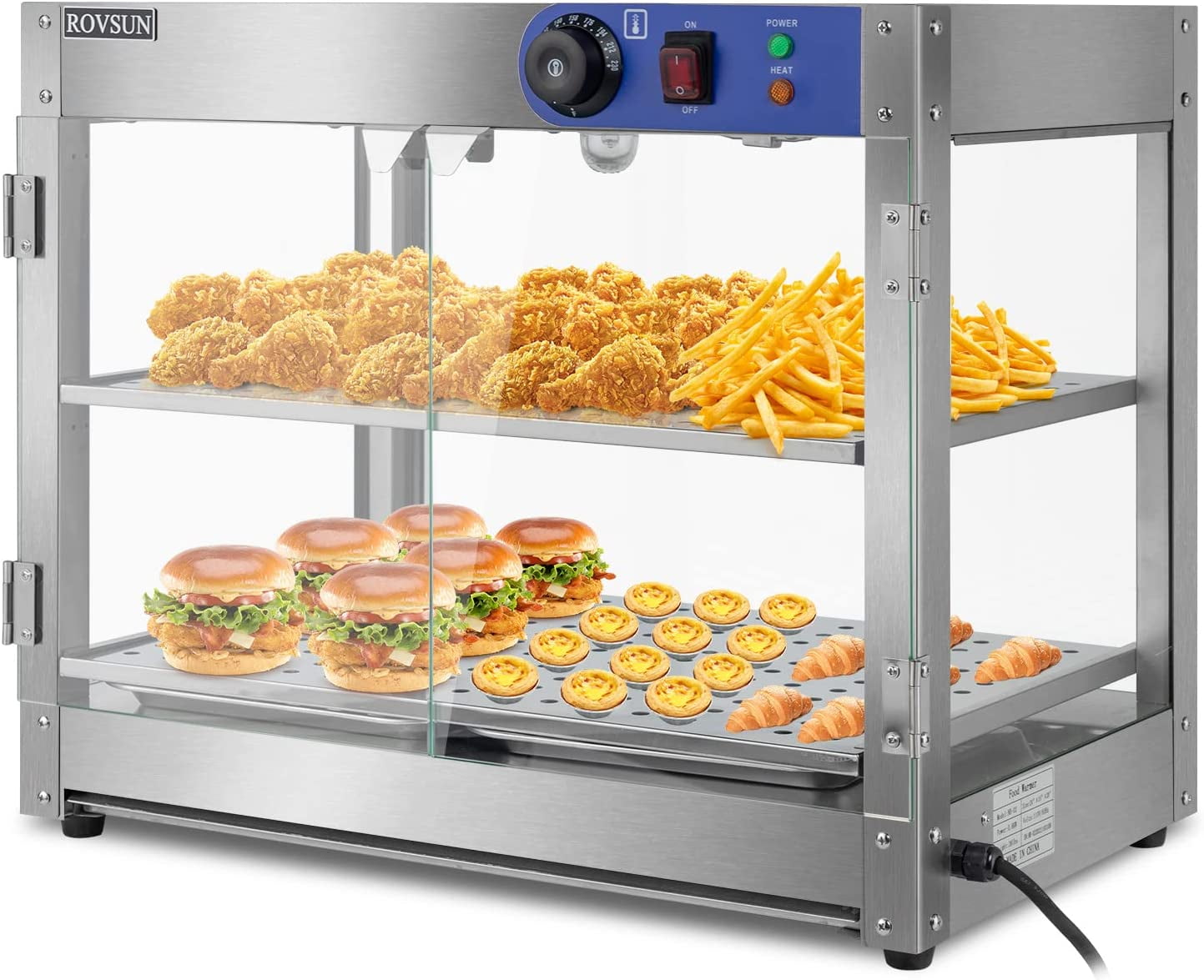 ROVSUN 2-Tier 110V Commercial Food Warmer, 800W with Adjustable Shelves ...