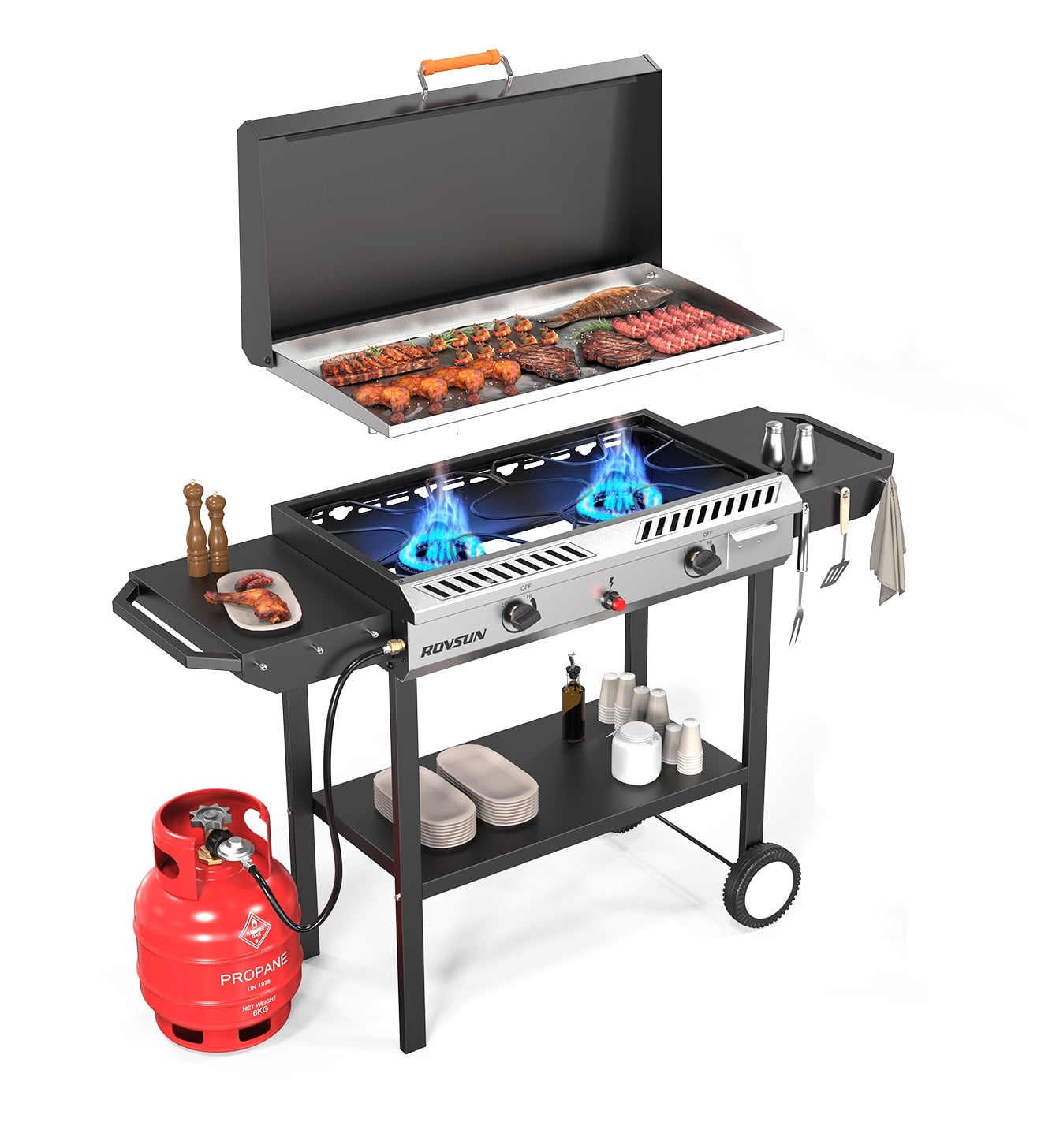 VINGLI 2-in-1 Propane Stove & Griddle Combo with Auto Ignition, 2 ...