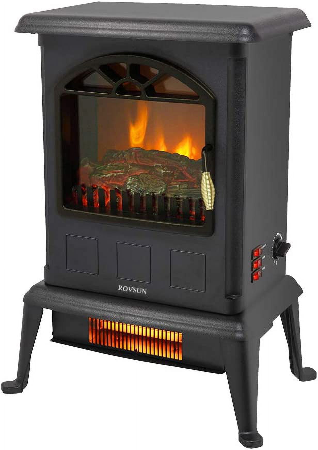 ROVSUN 22.4”H Electric Fireplace Stove w/Realistic Flame Effect ...