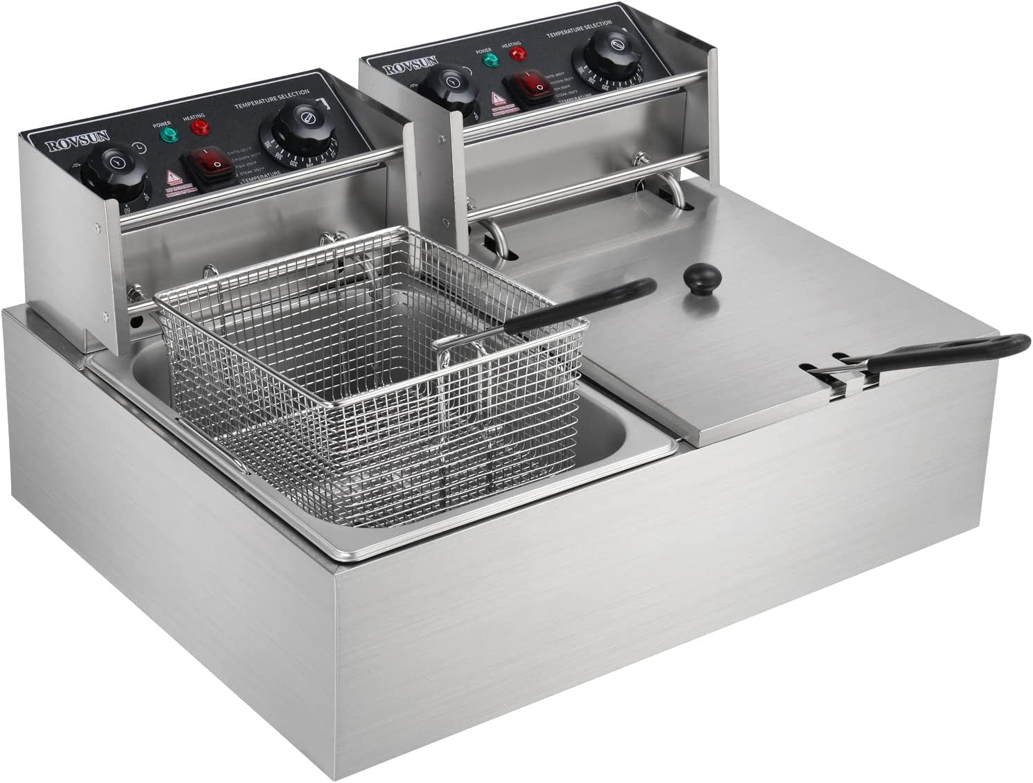 ROVSUN 22.8QT Double Tank Electric Deep Fryer Commercial Large Kitchen ...