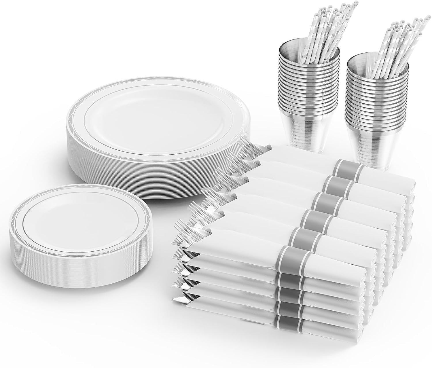 ROVSUN 240 Pieces Gold Disposable Dinnerware Set 30 Guests,Elegant ...