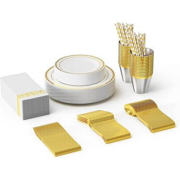 Wedding Disposable Dinnerware Set | 20 Chargers, 20 Dinner Plates and ...