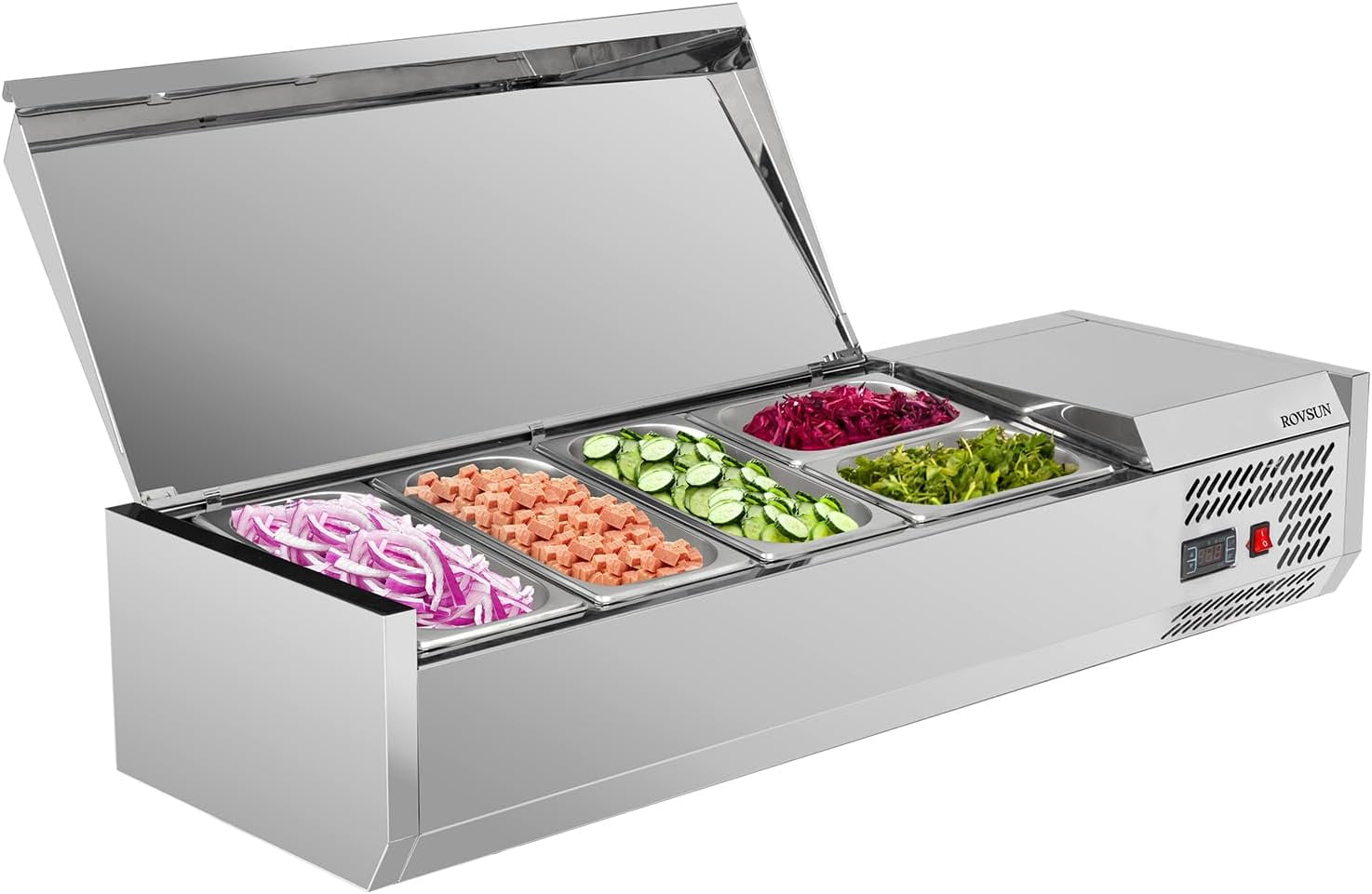 ROVSUN 47" Commercial Kitchen Cooler, Refrigerated Condiment Prep ...