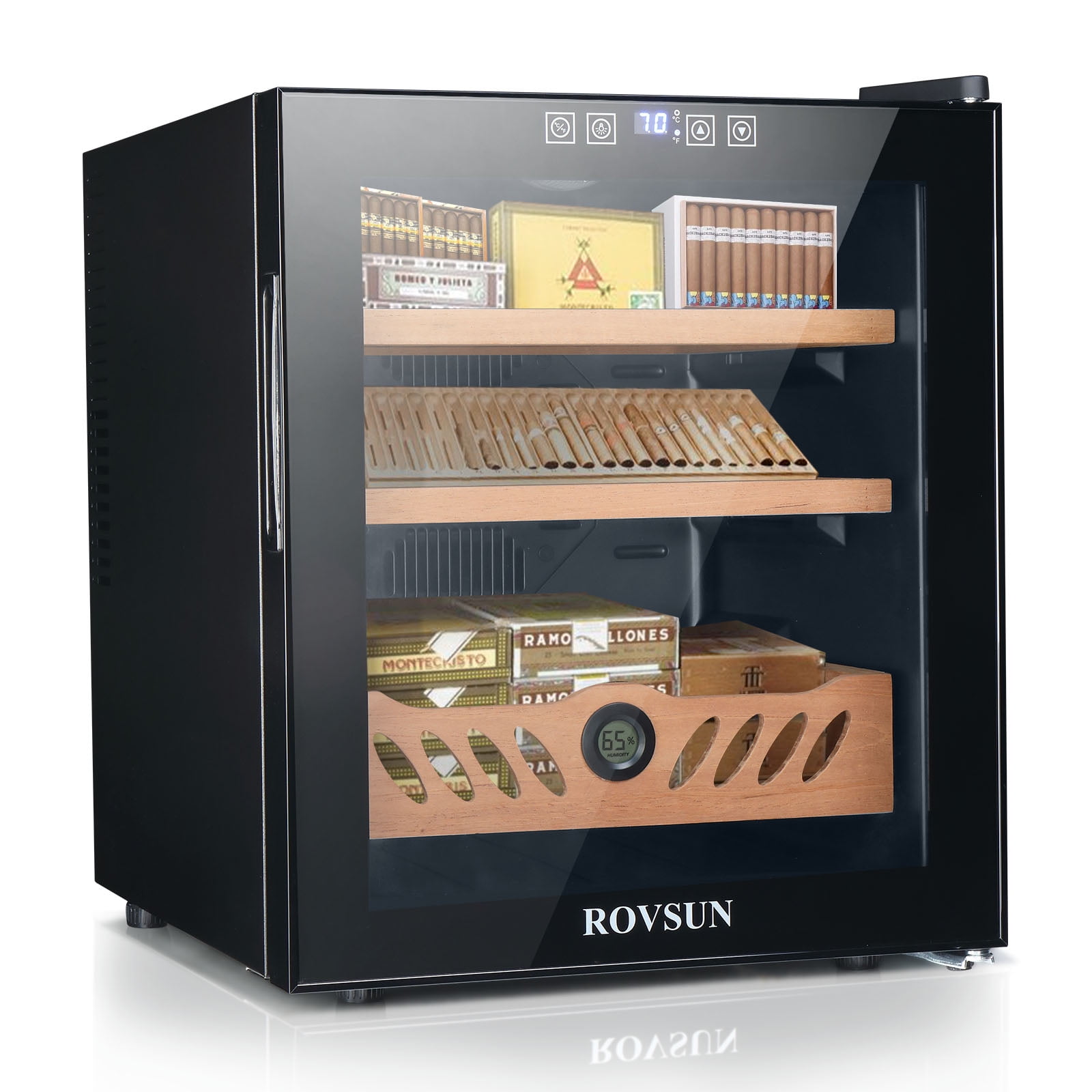 ROVSUN Electric Cigar Humidor, 150/300 Counts, Cedar Wood Shelves ...