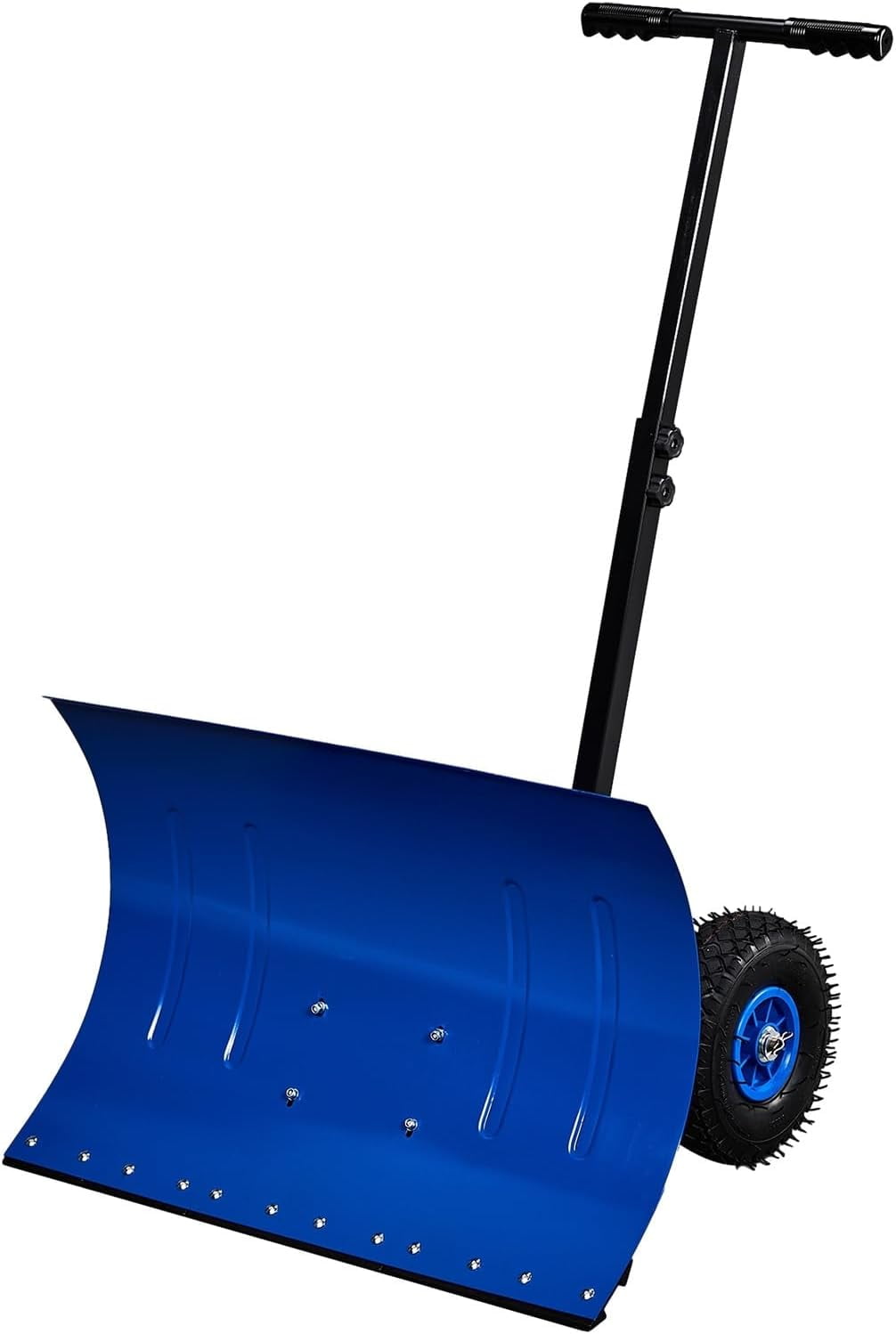 ROVSUN 29"/39" Snow Pusher Shovel with Wheels, Adjustable T-Handle Snow ...